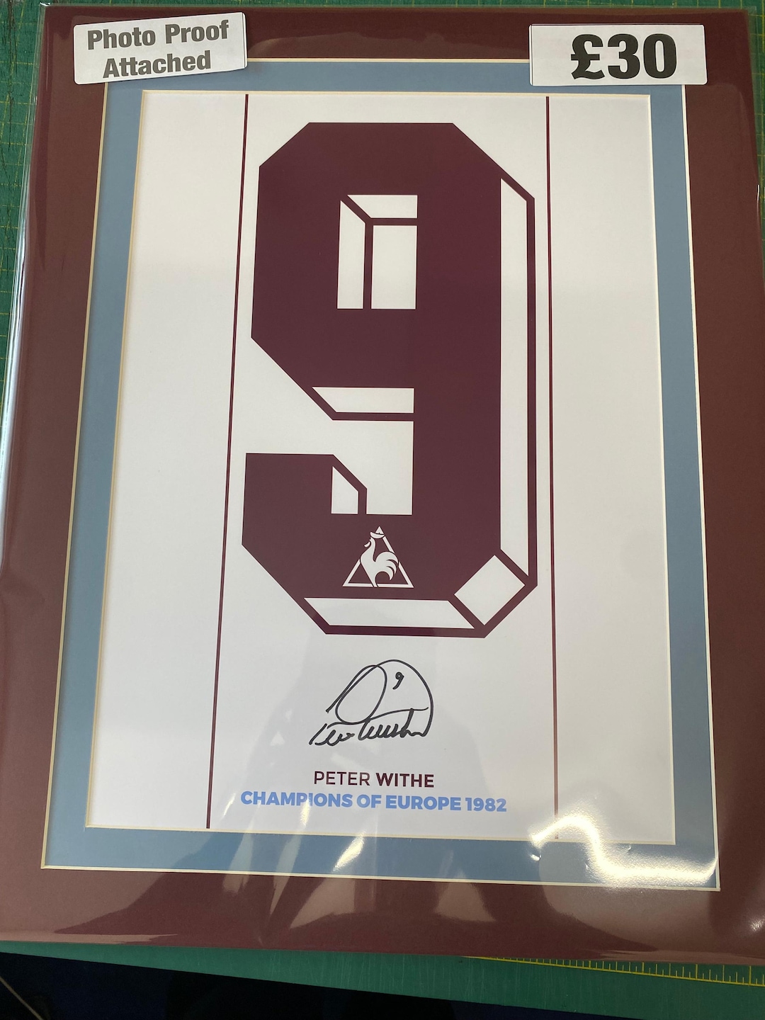 Aston Villa Peter Withe Personally Signed No9 Poster 1982 European Cup ...