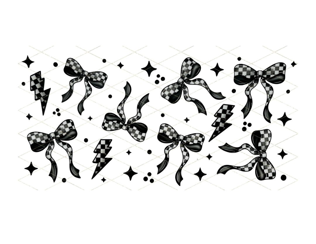 Checkered Bows Uvdtf Cup Wrap: Rub on Transfer for Smooth Hard Surfaces ...