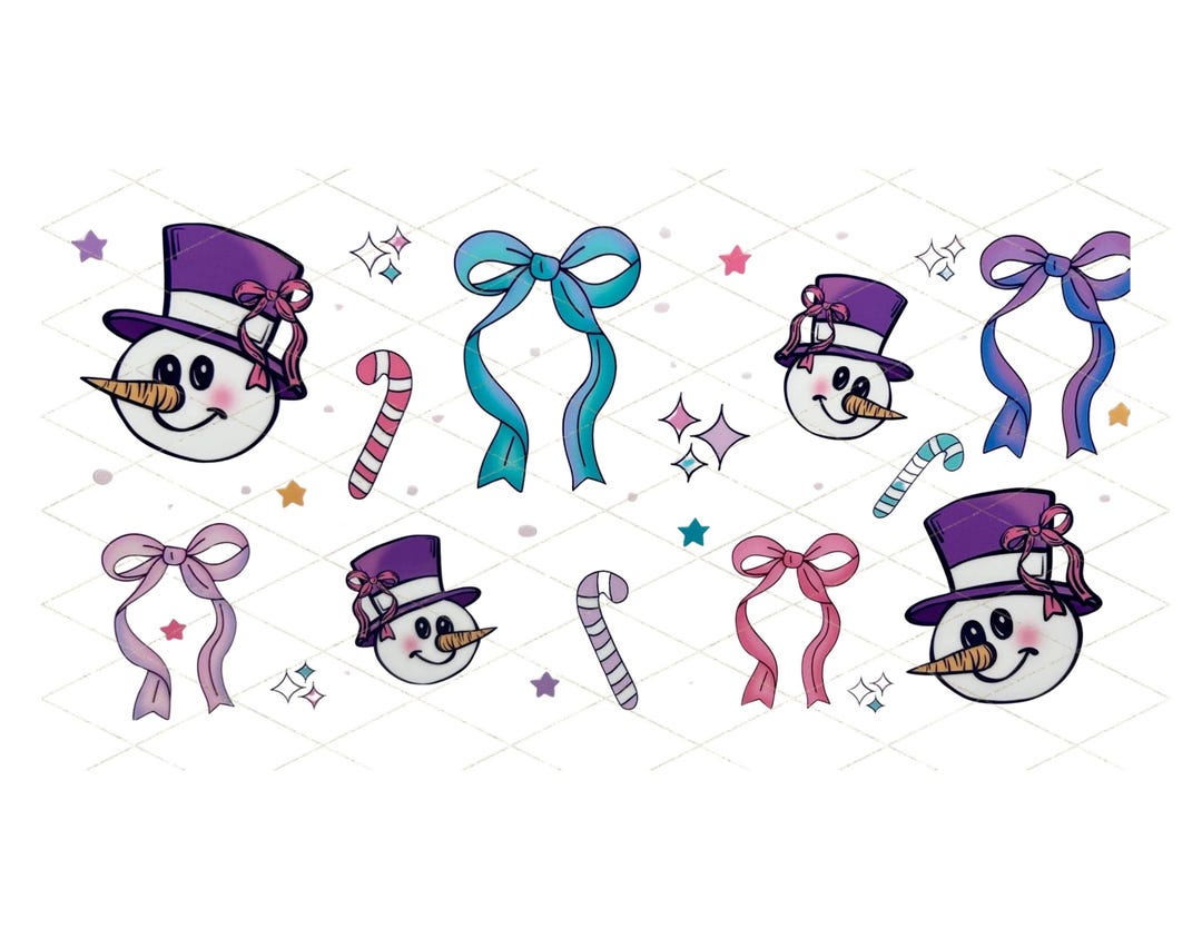 Snowmen & Bows Uvdtf Cup Wrap: Rub on Transfer for Smooth Hard Surfaces ...
