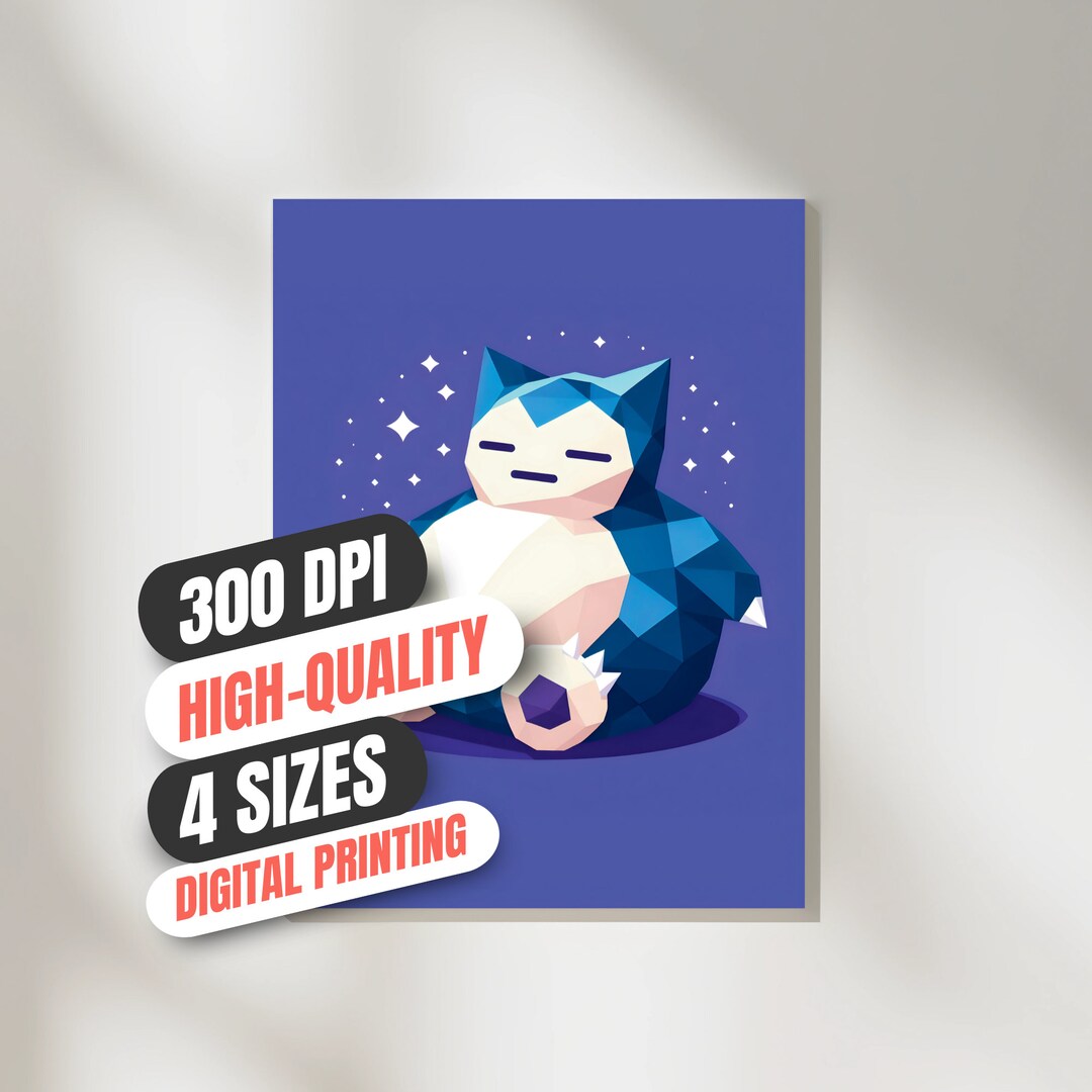 Pokemon Snorlax Art Print, Sleepy Character Digital Illustration, Ideal ...