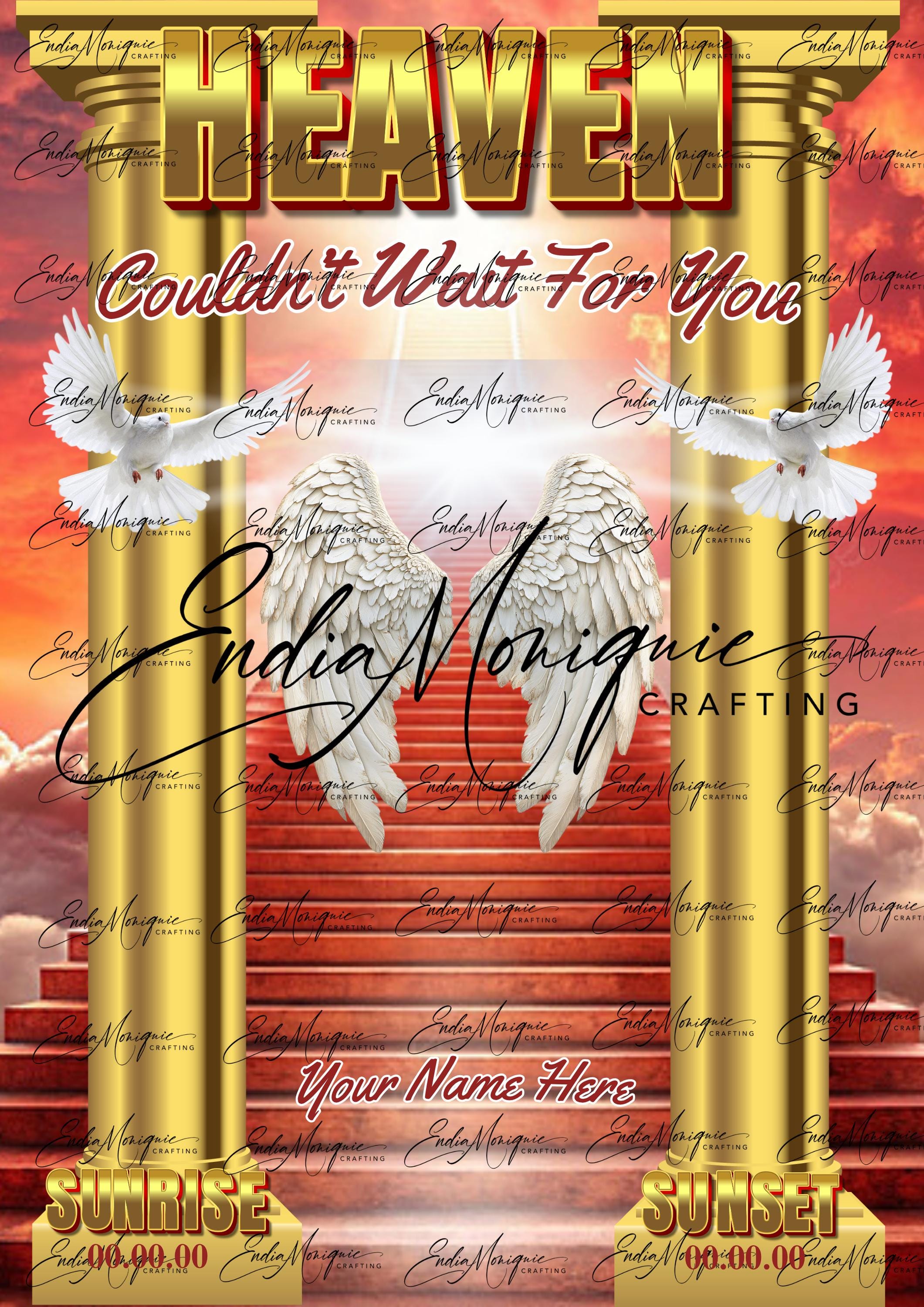 Heaven Couldn't Wait Red & Gold Background | Memorial Background | Red ...