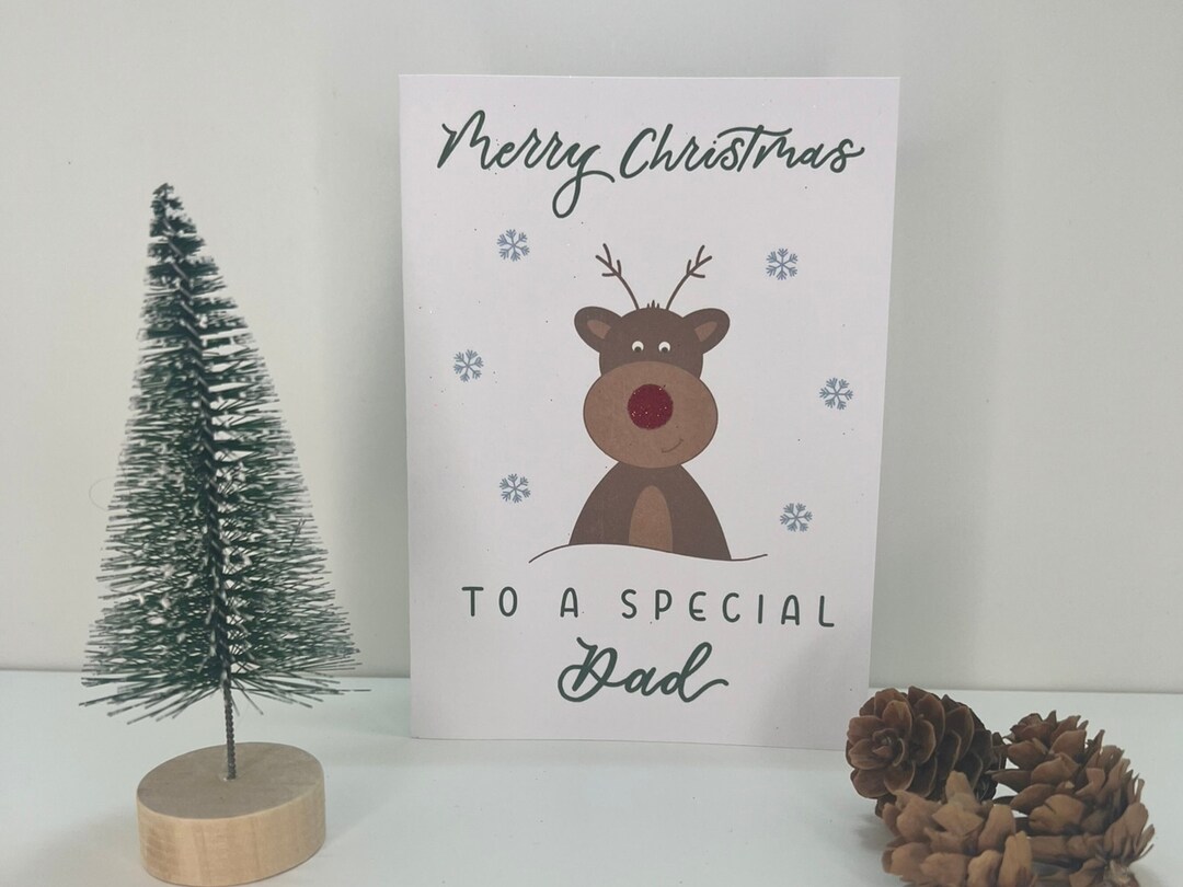Merry Christmas Reindeer Personalised Calligraphy A6 Card Husband, Wife, Boyfriend, Girlfriend ...
