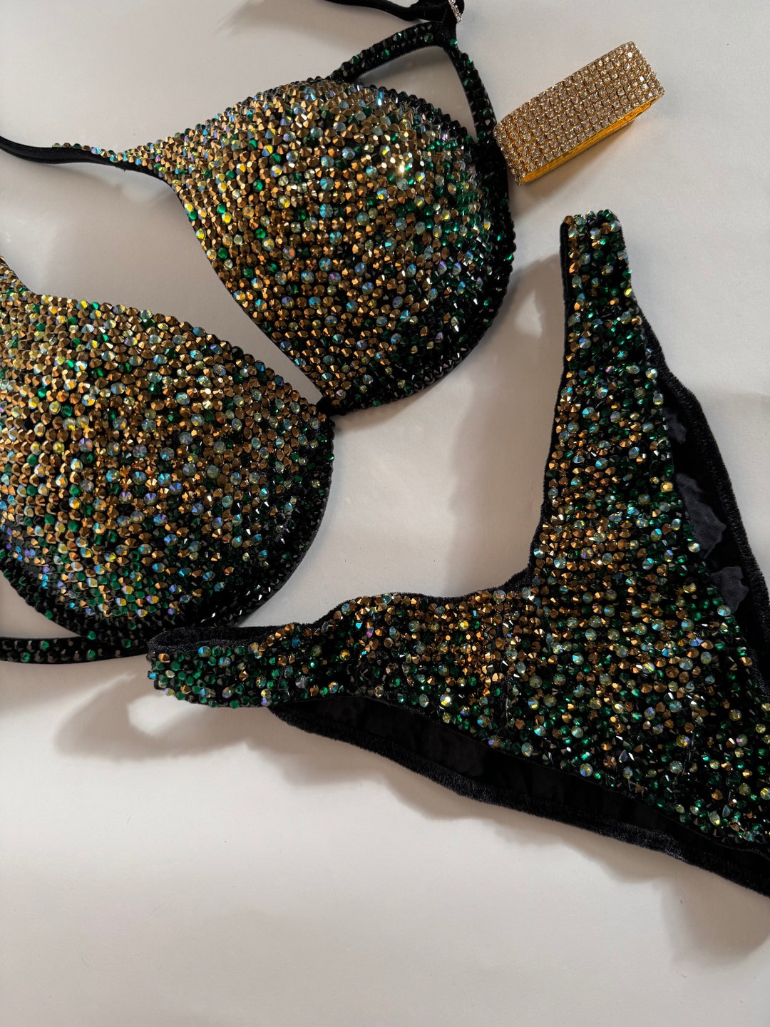 Rhinestones Bikini Suits Stage Posing Bikini Athletic Bodybuilding Suit ...