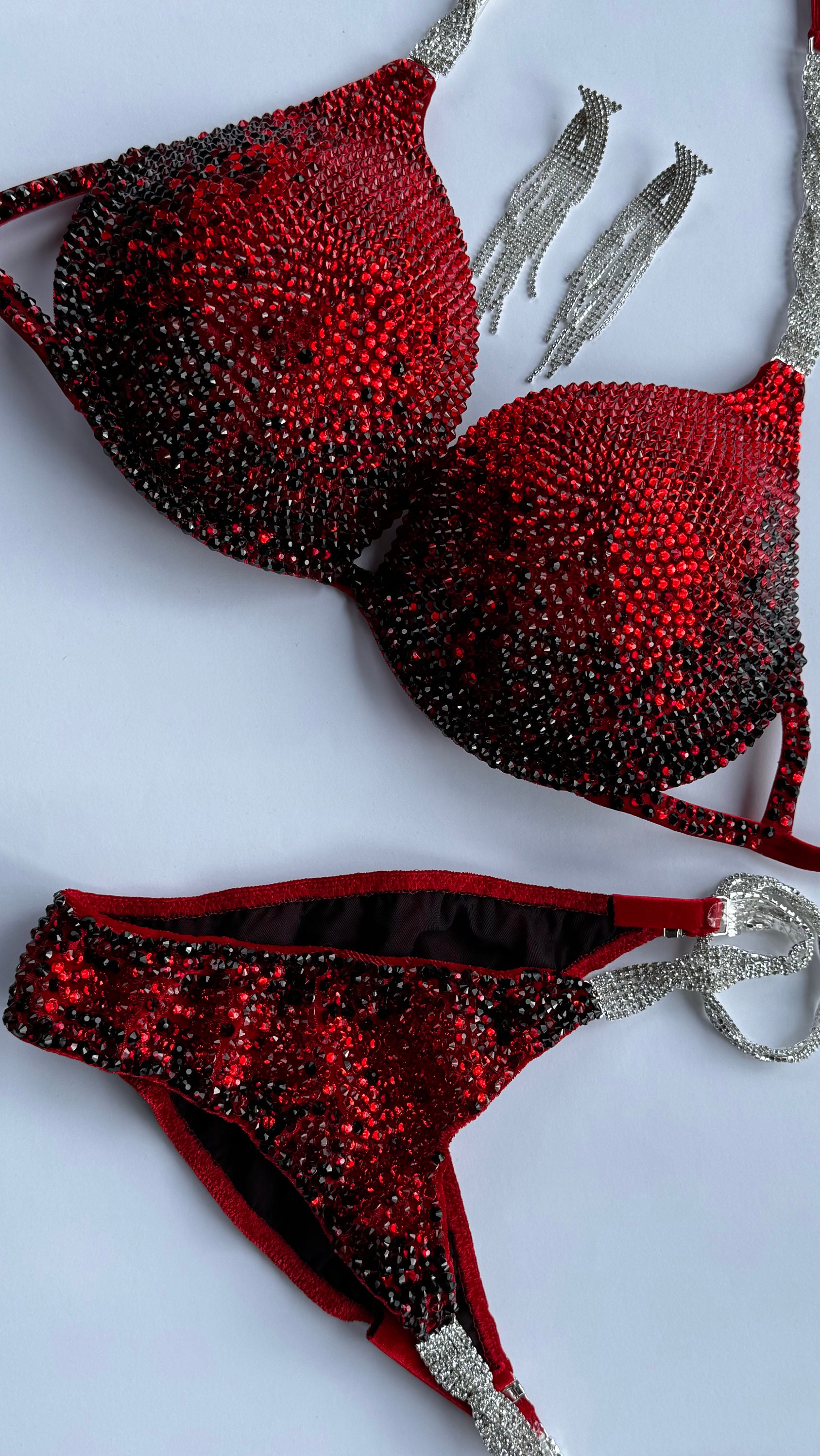 Bikini Suit Rhinestone Bikini Suit With Connectors Athlete Posing ...