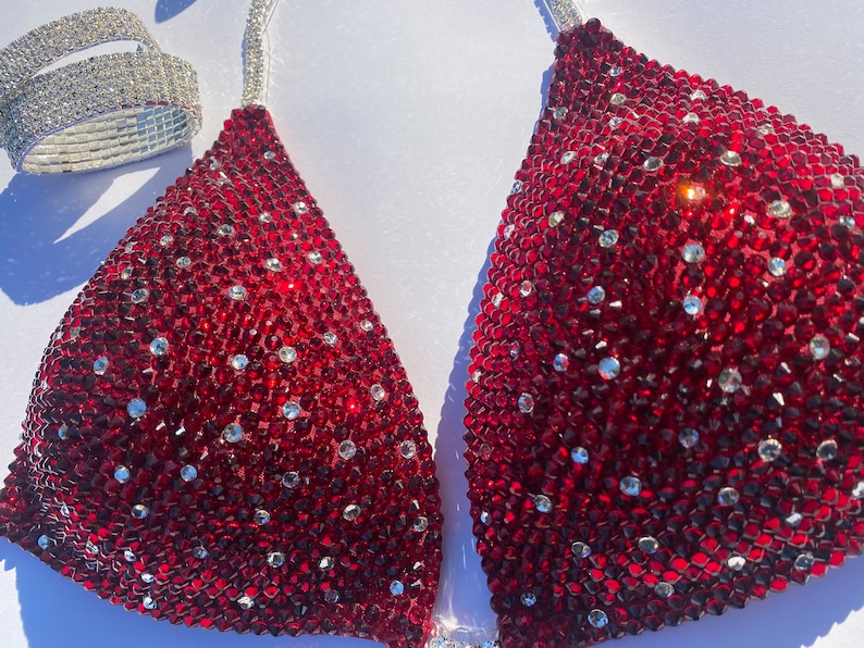 Custom Wellness Dark Red Competition Bodybuilding Bikini Suit ...