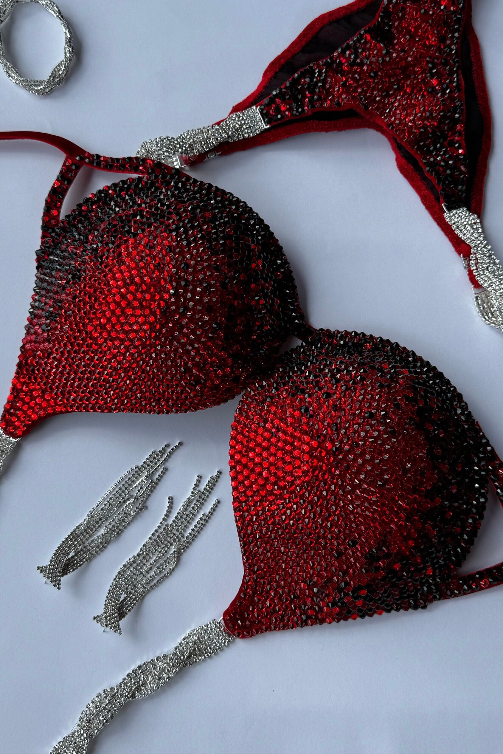 Bikini Suit Rhinestone Bikini Suit With Connectors Athlete Posing ...