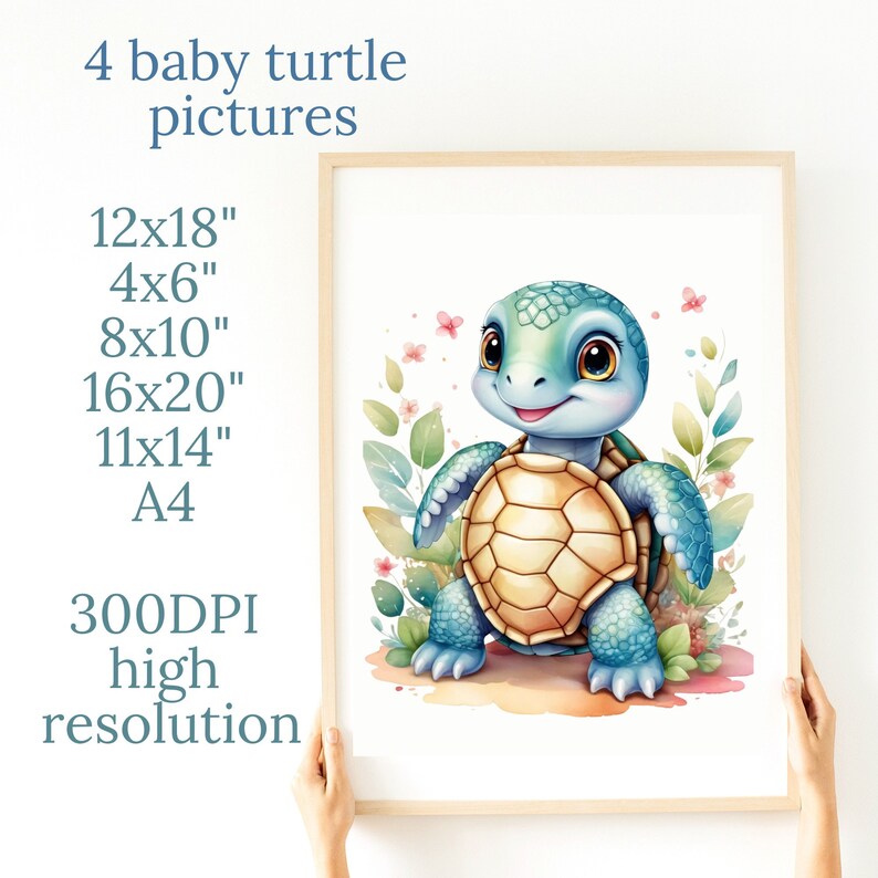 Watercolor Sea Turtle Print Baby Turtles Nursery Decor Wall Art Ocean ...