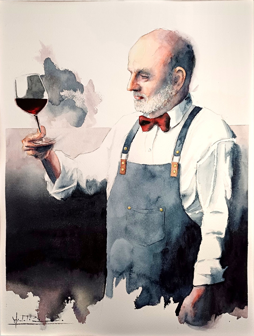 Sommelier Watercolour Aquarell - Etsy