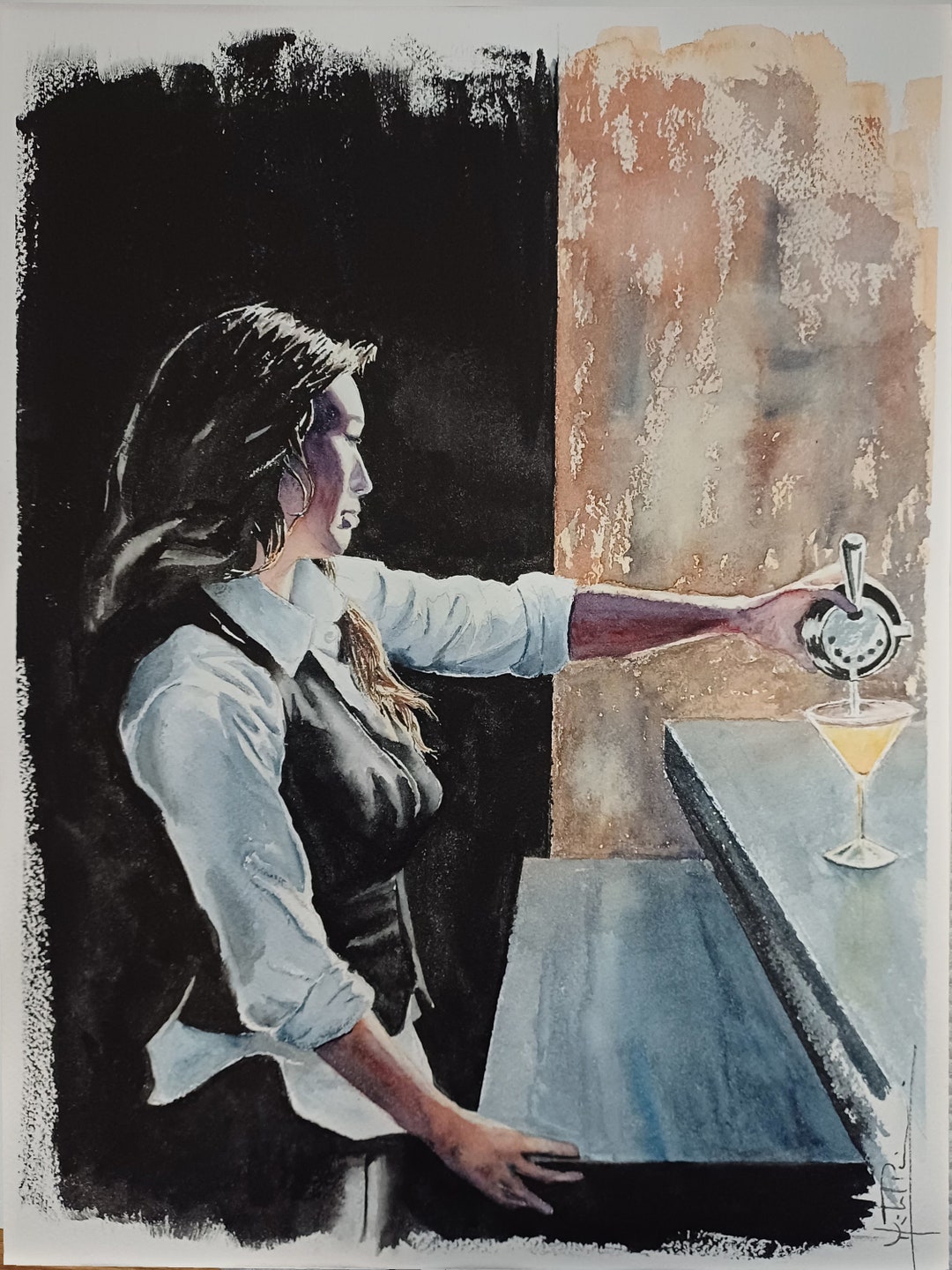 Waitress Cocktails - Watercolor Painting - Etsy