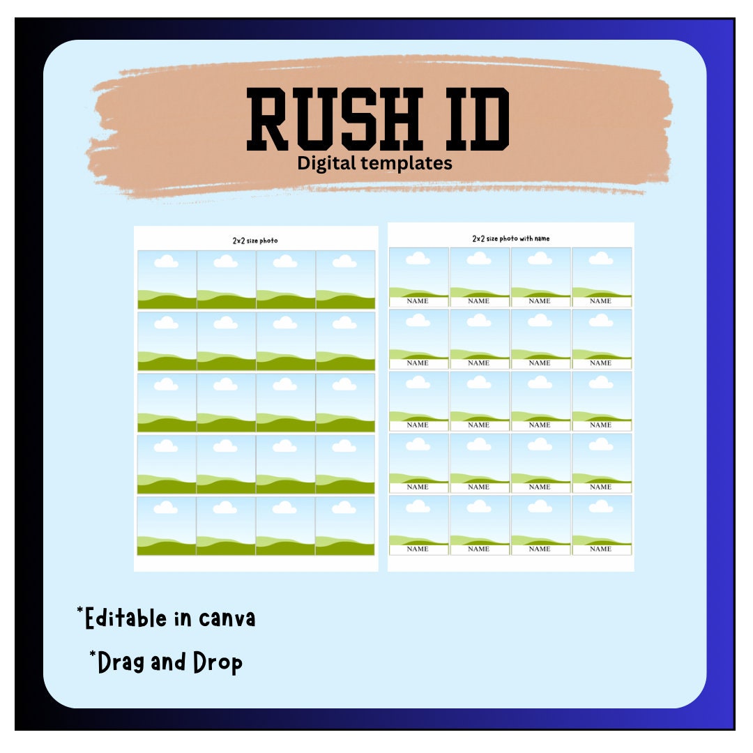 Rush ID Template A4 Size Document Drag and Drop Passport Size 1x1 2x2 ...