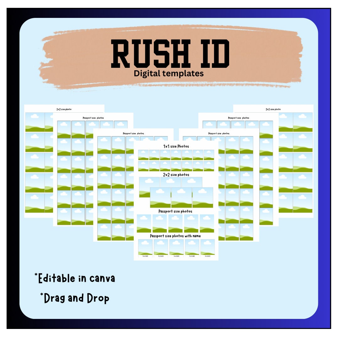 Rush ID Template A4 Size Document Drag and Drop Passport Size 1x1 2x2 ...
