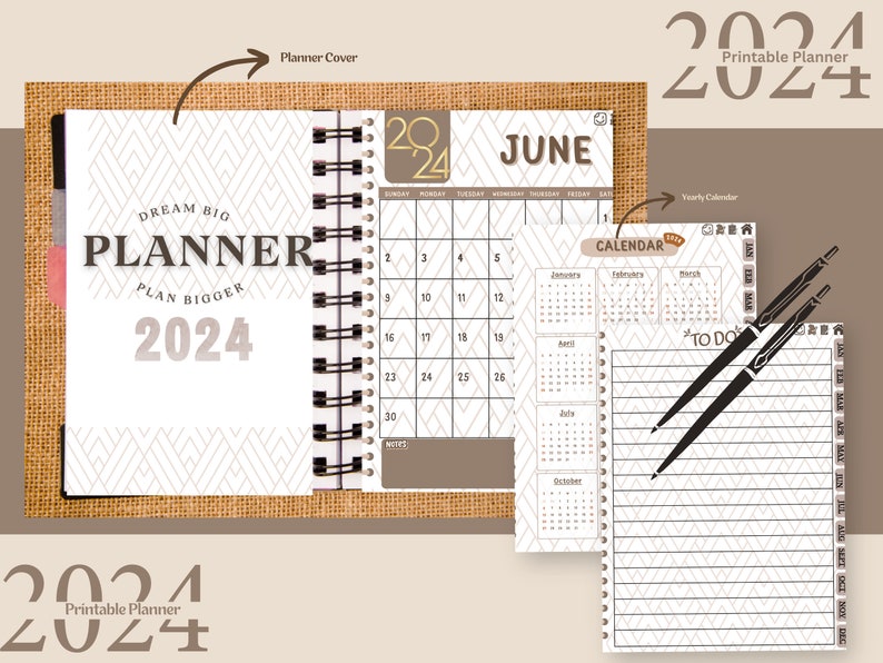 Aesthetic Planner 2024 Boho Printable Calendar 2024 Printable - Etsy
