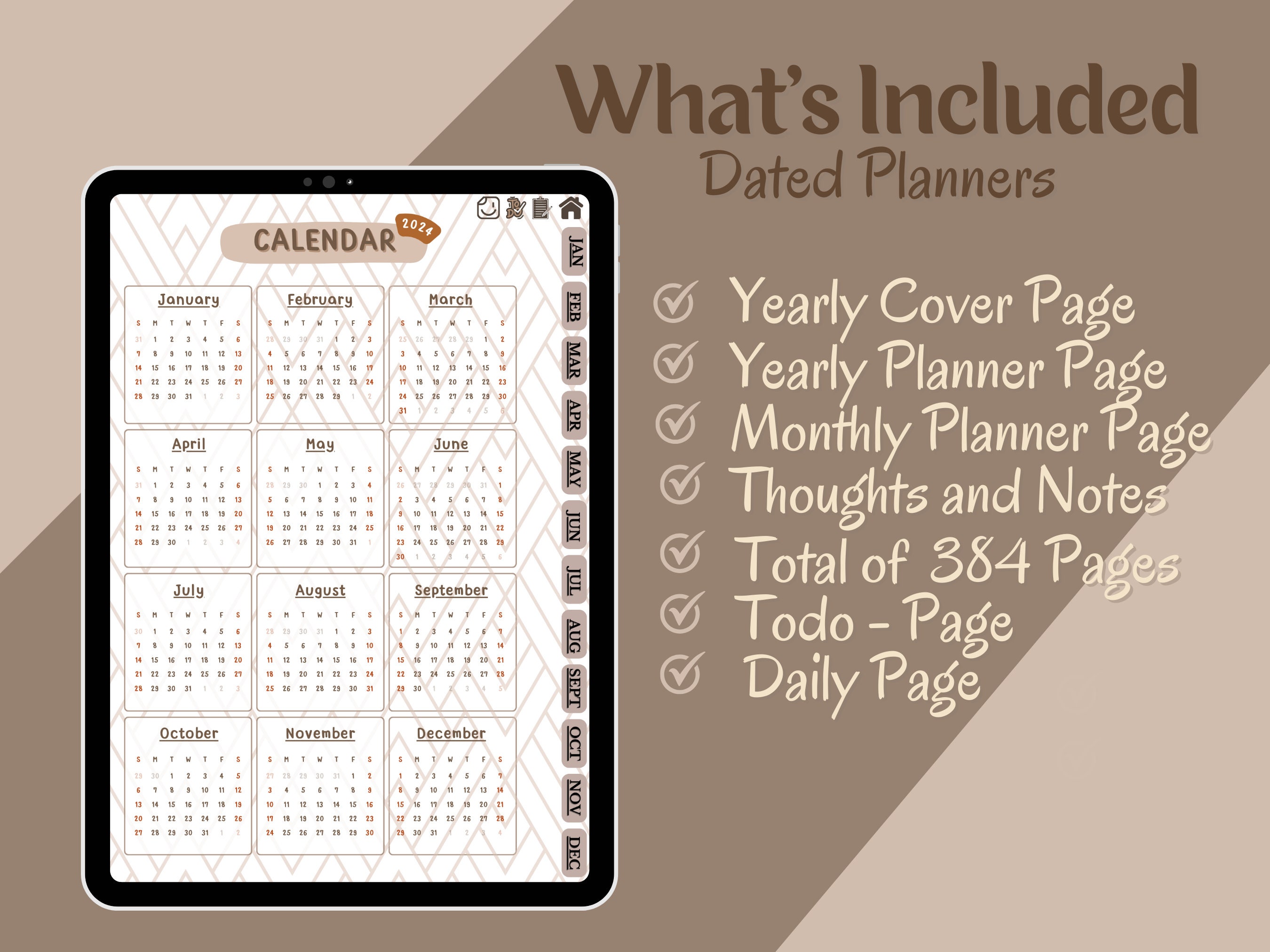 Aesthetic Planner 2024 Boho Printable Calendar 2024 Printable - Etsy