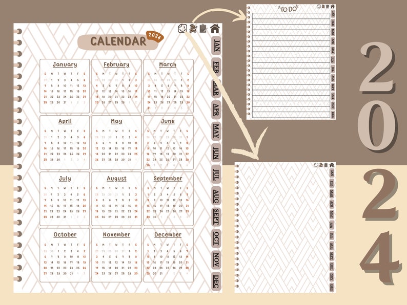 Aesthetic Planner 2024 Boho Printable Calendar 2024 Printable - Etsy