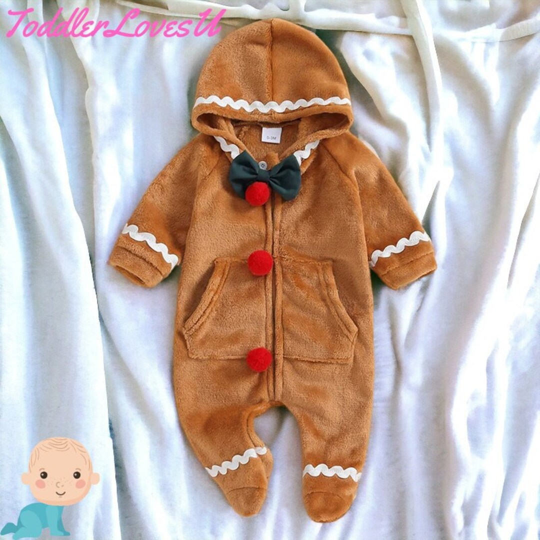 Gingerbread Man Romper Newborn Gingerbread Man Jumpsuit Warm Hooded ...