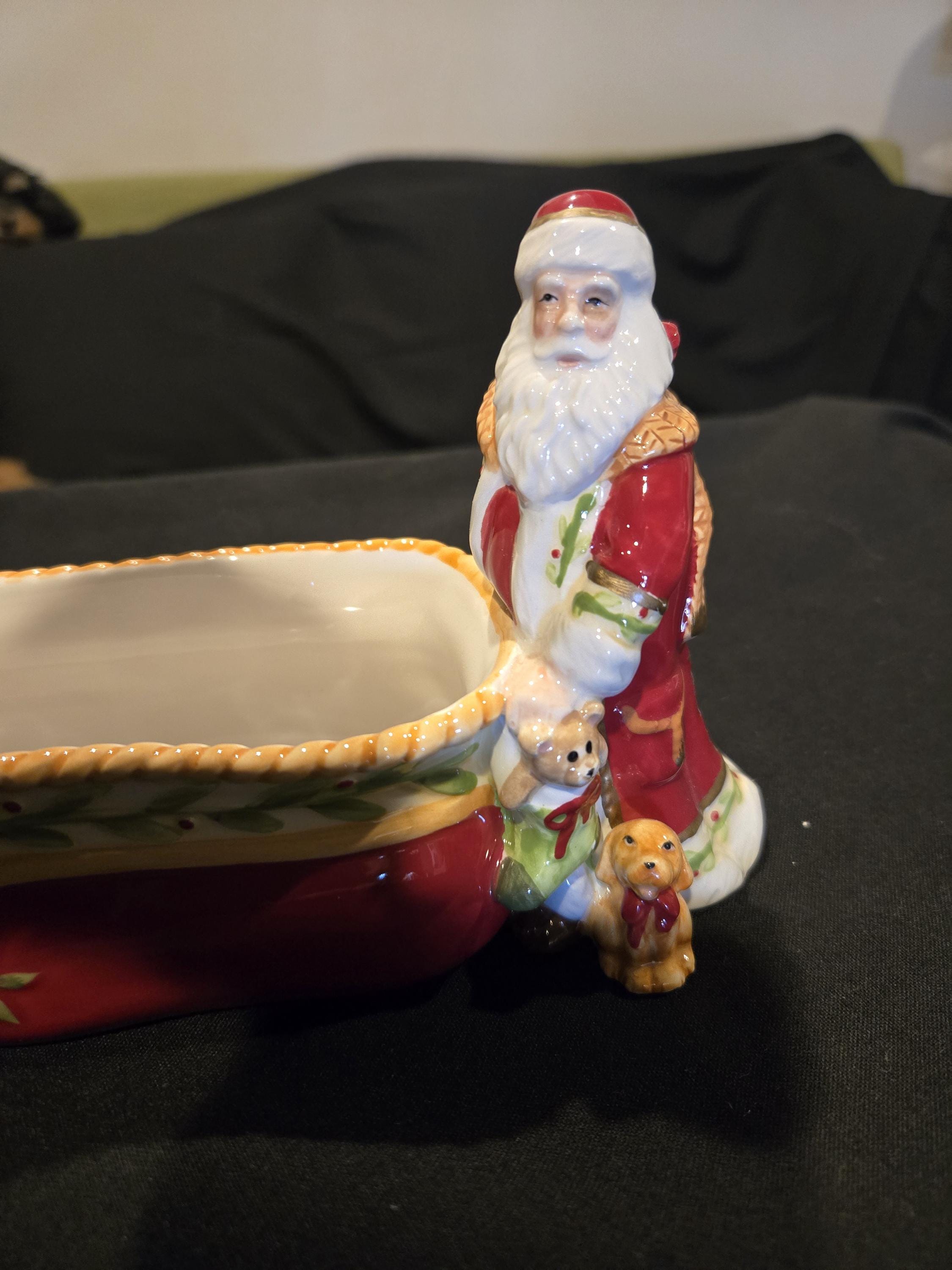 Fitz and Floyd Santa Tidbit Holder, Crackers, Dip, Candy, Etc. - Etsy