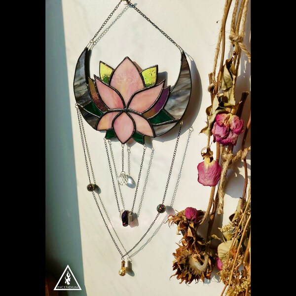 Stained Glass Moon Lotus Flower - Etsy