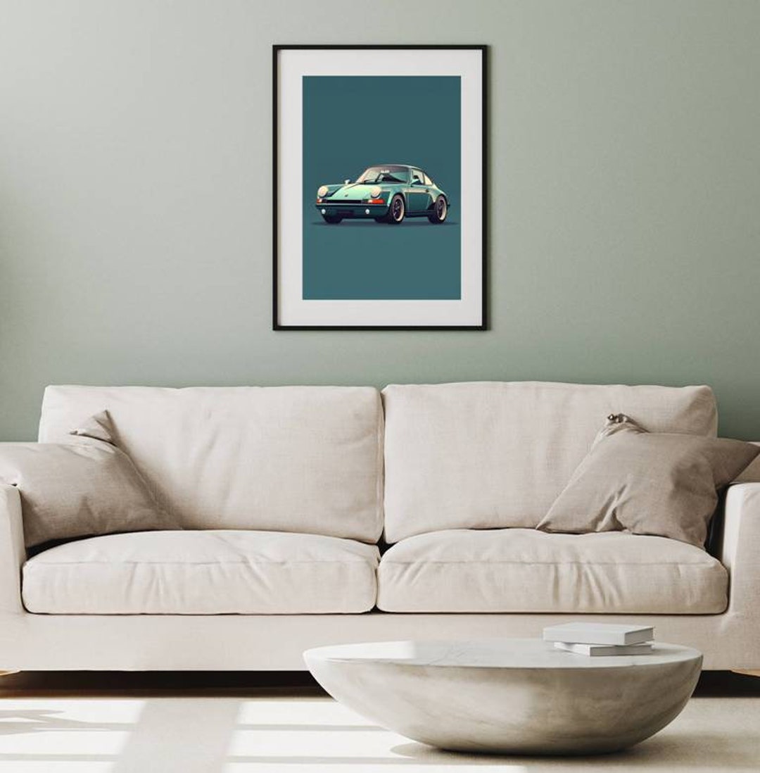 Photo Poster of a Porsche 911 Flat Design Print on 260g/m2 Glossy Photo ...