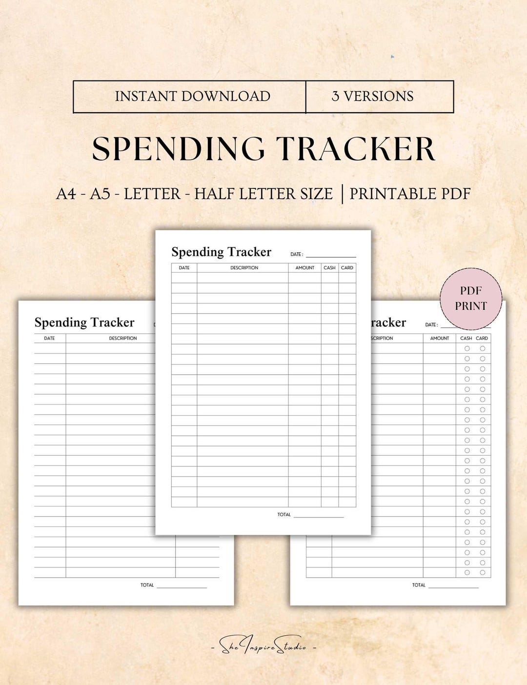 Printable Spending Tracker, Expense Tracker, Simple Monthly Spending ...
