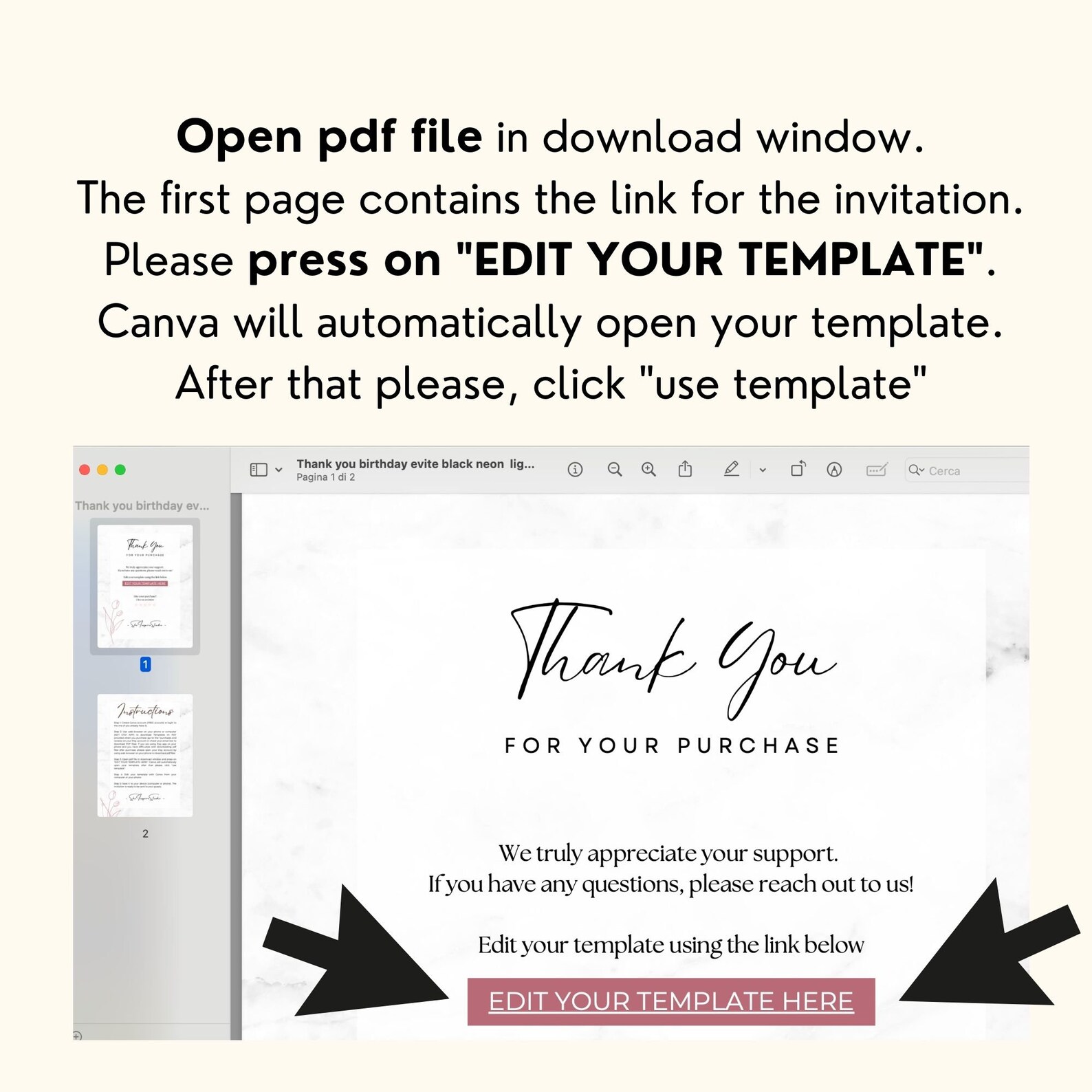 Digital Thank You Party Message, Electronic Thank You Card, Editable ...