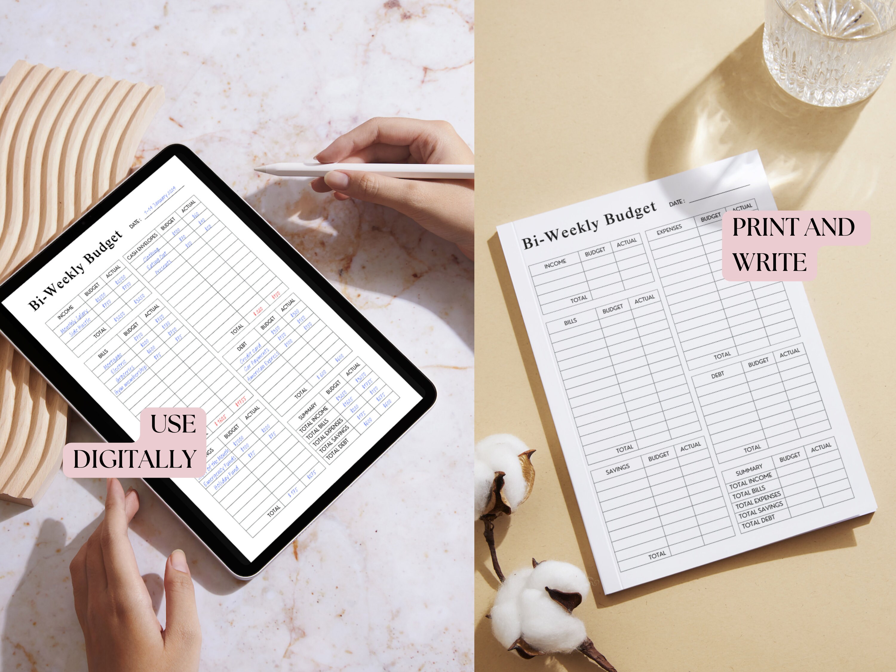 Bi-weekly Budget Planner, Biweekly Template PDF, Printable Paycheck ...