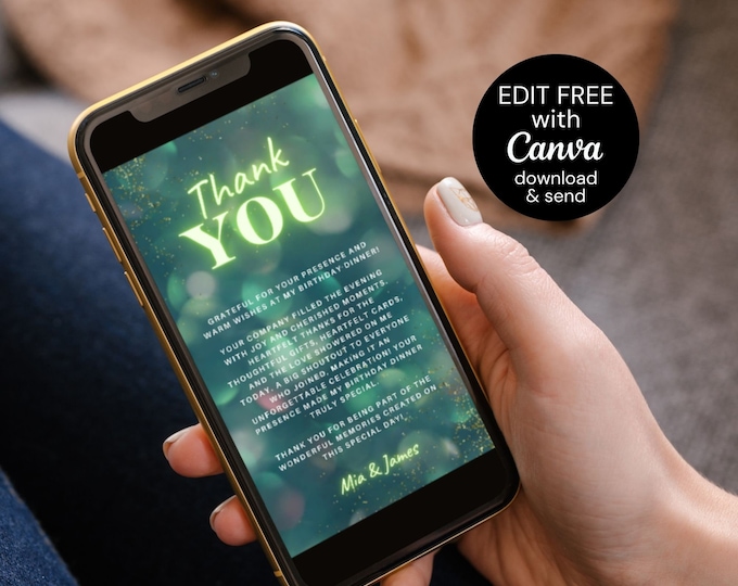 Editable Birthday Thank You Ecard, Digital Thank You Card With Photo ...