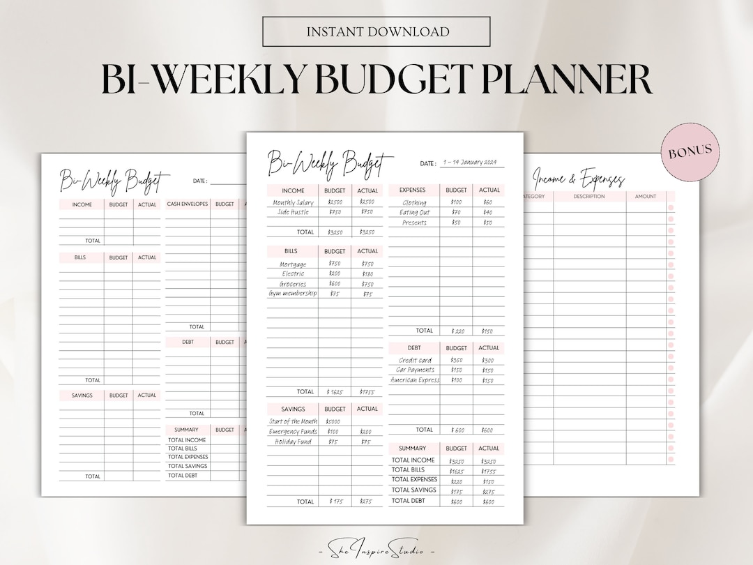 Bi-weekly Budget Planner, Biweekly Template PDF, Printable Paycheck ...