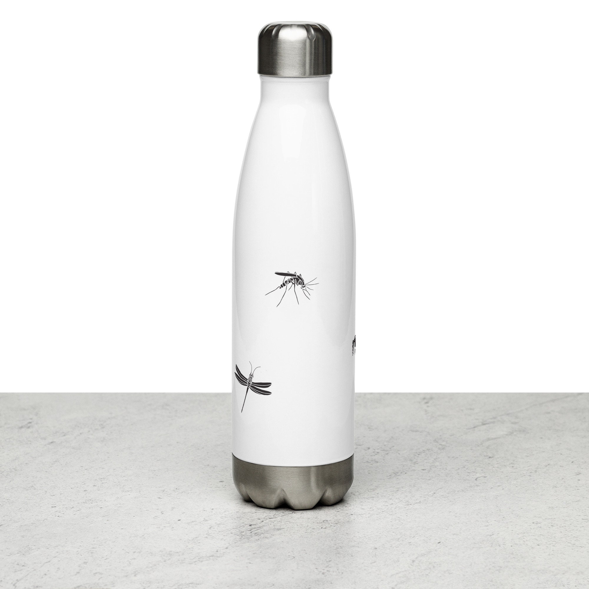 Insect Illustration White Stainless Steel Water Bottle Insects Water ...