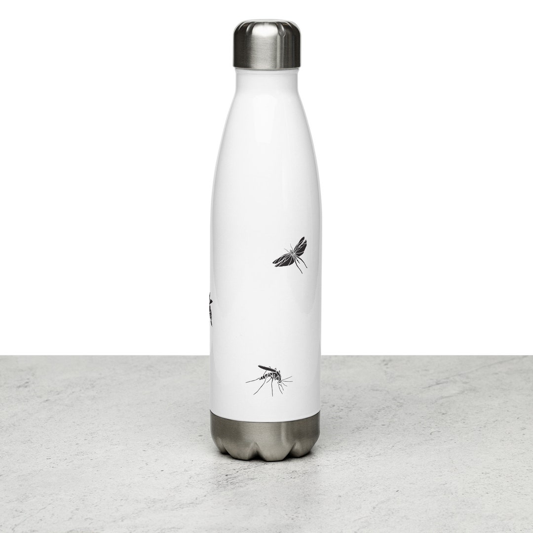 Insect Illustration White Stainless Steel Water Bottle Insects Water ...