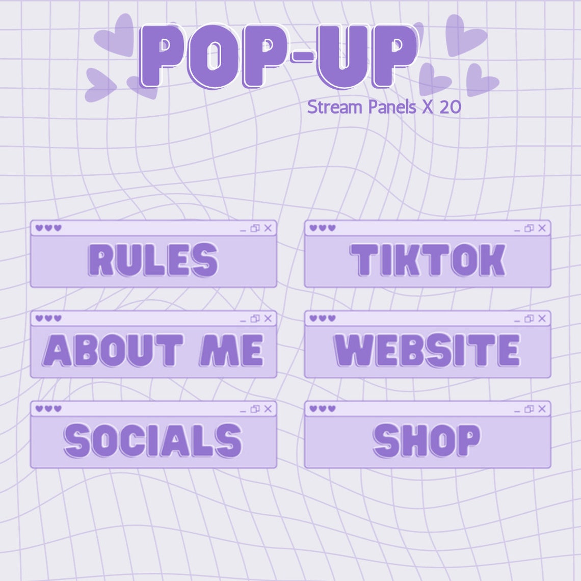 20 X Pop-up Stream Panels Cute Pastel Twitch Panels Kawaii Purple ...