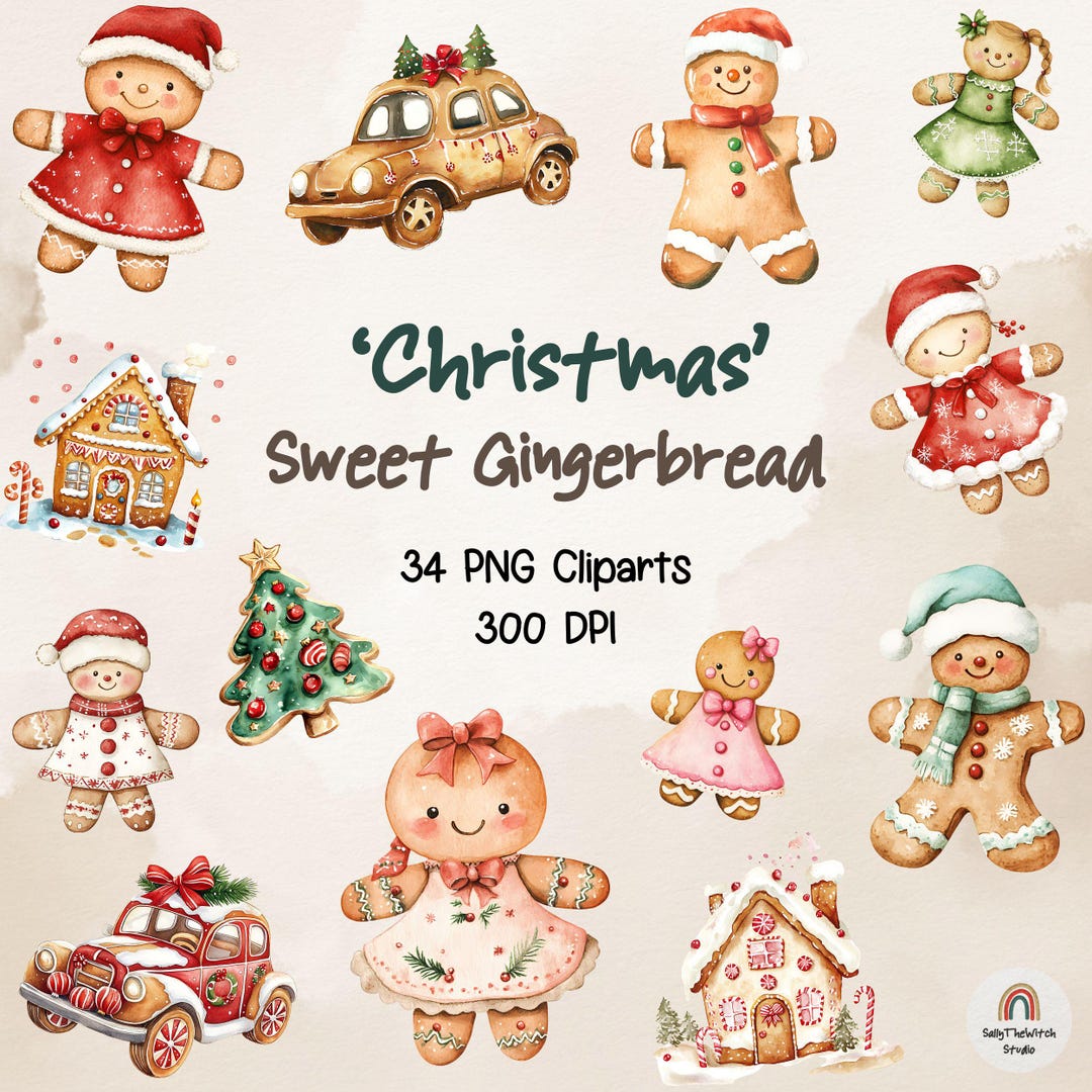 Watercolor Gingerbread Clipart, Christmas Gingerbread, Gingerbread Doll ...