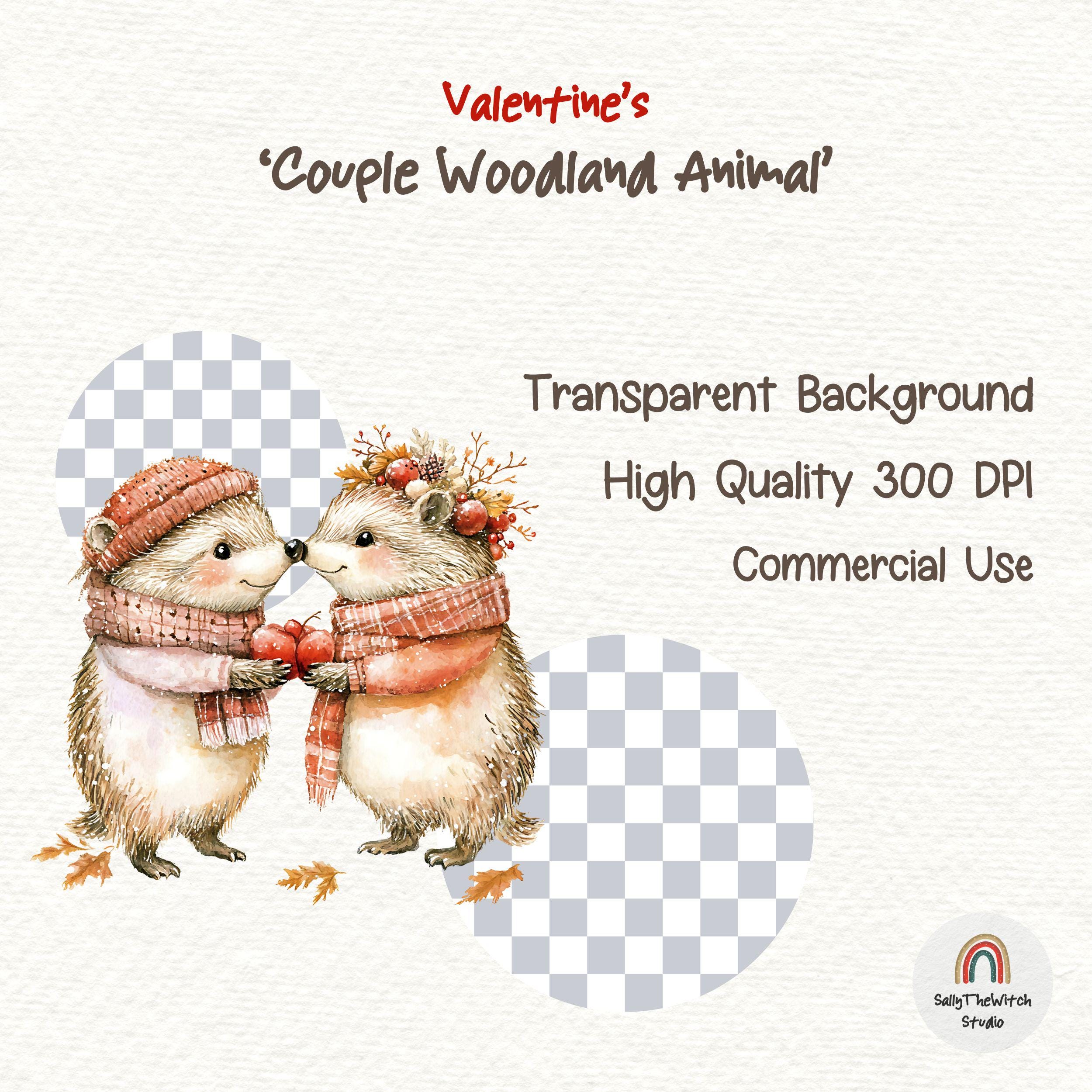 Watercolor Couple Woodland Animal Clipart, Woodland Animal PNG ...