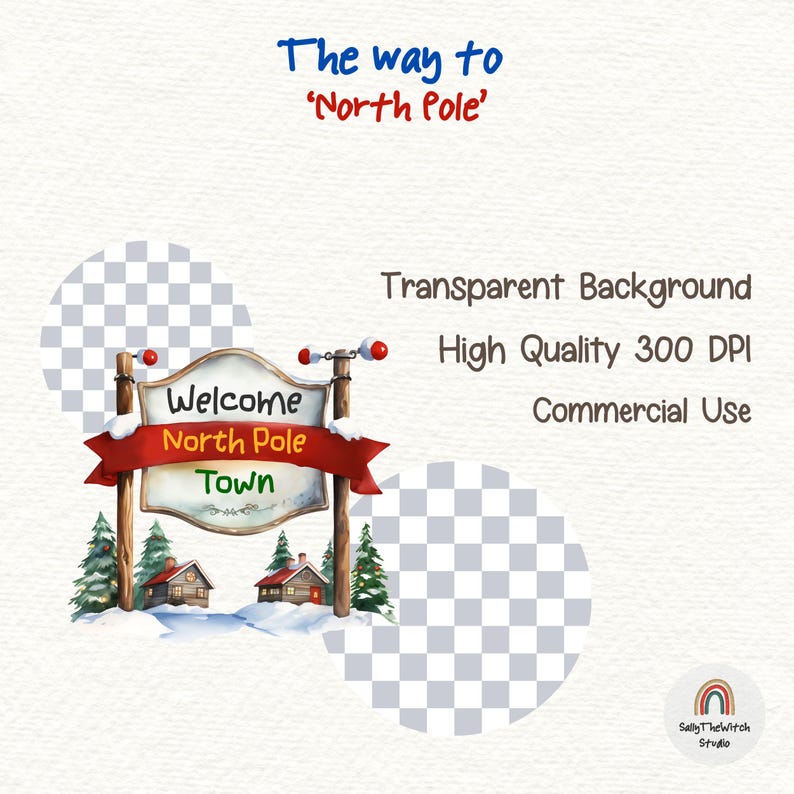 Watercolor North Pole Clipart, Christmas North Pole, North Pole Sign ...