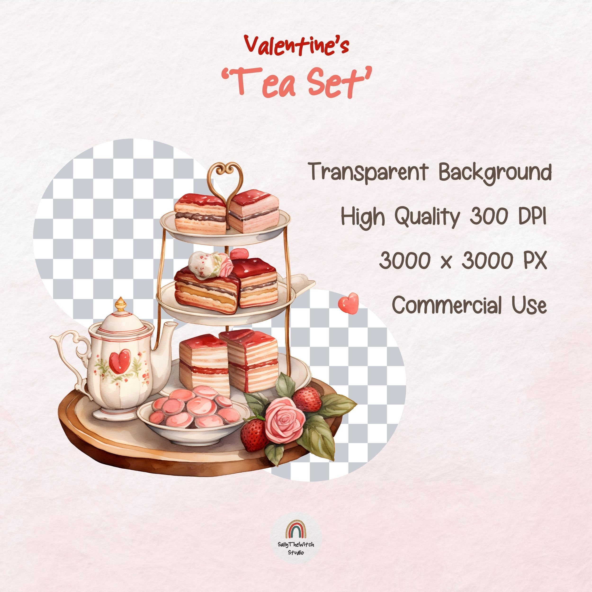 Watercolor Valentine Tea Set Clipart, Valentine Hot Drink, Hot Drink ...