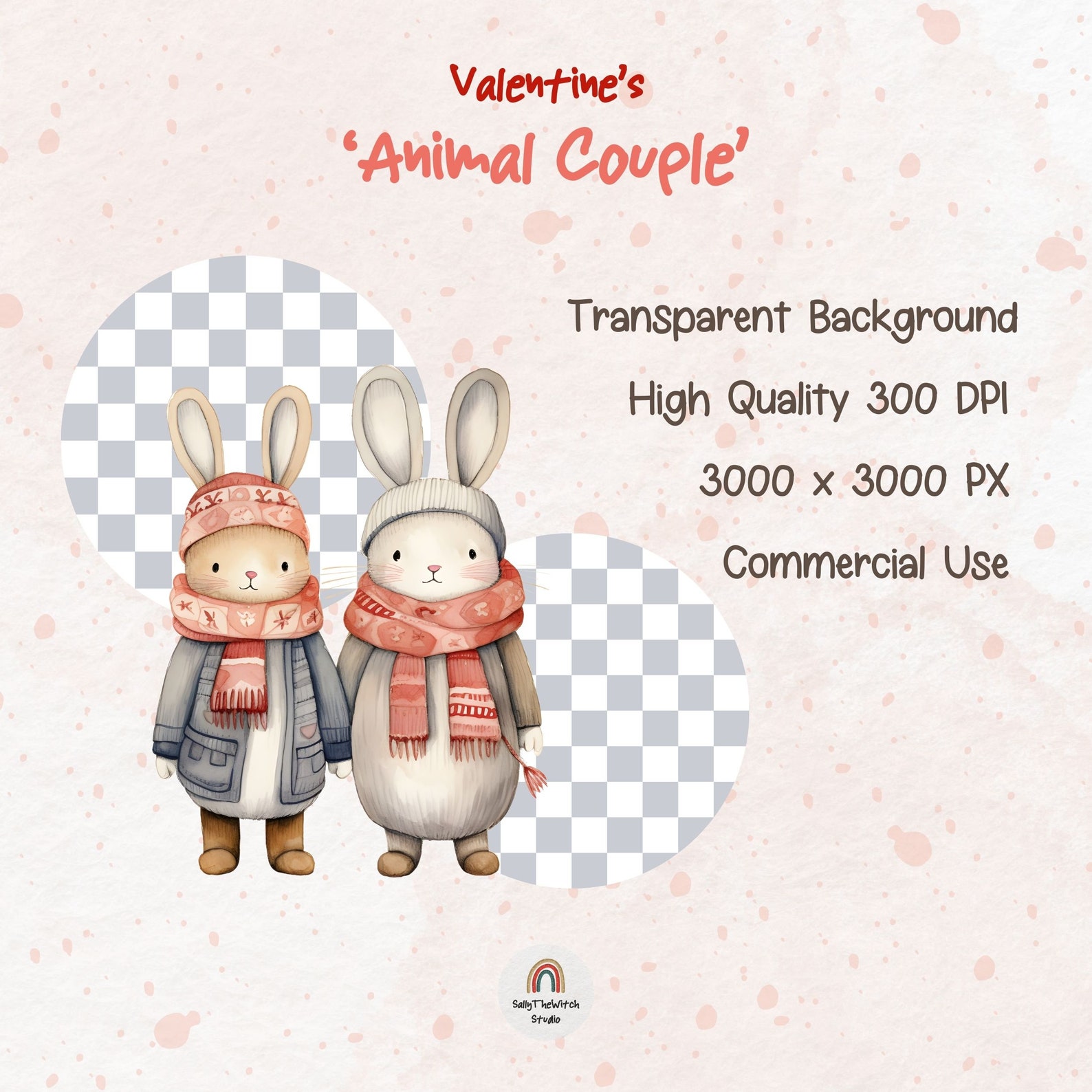 Watercolor Cute Animal Couple Clipart, Valentine Couple Clipart ...