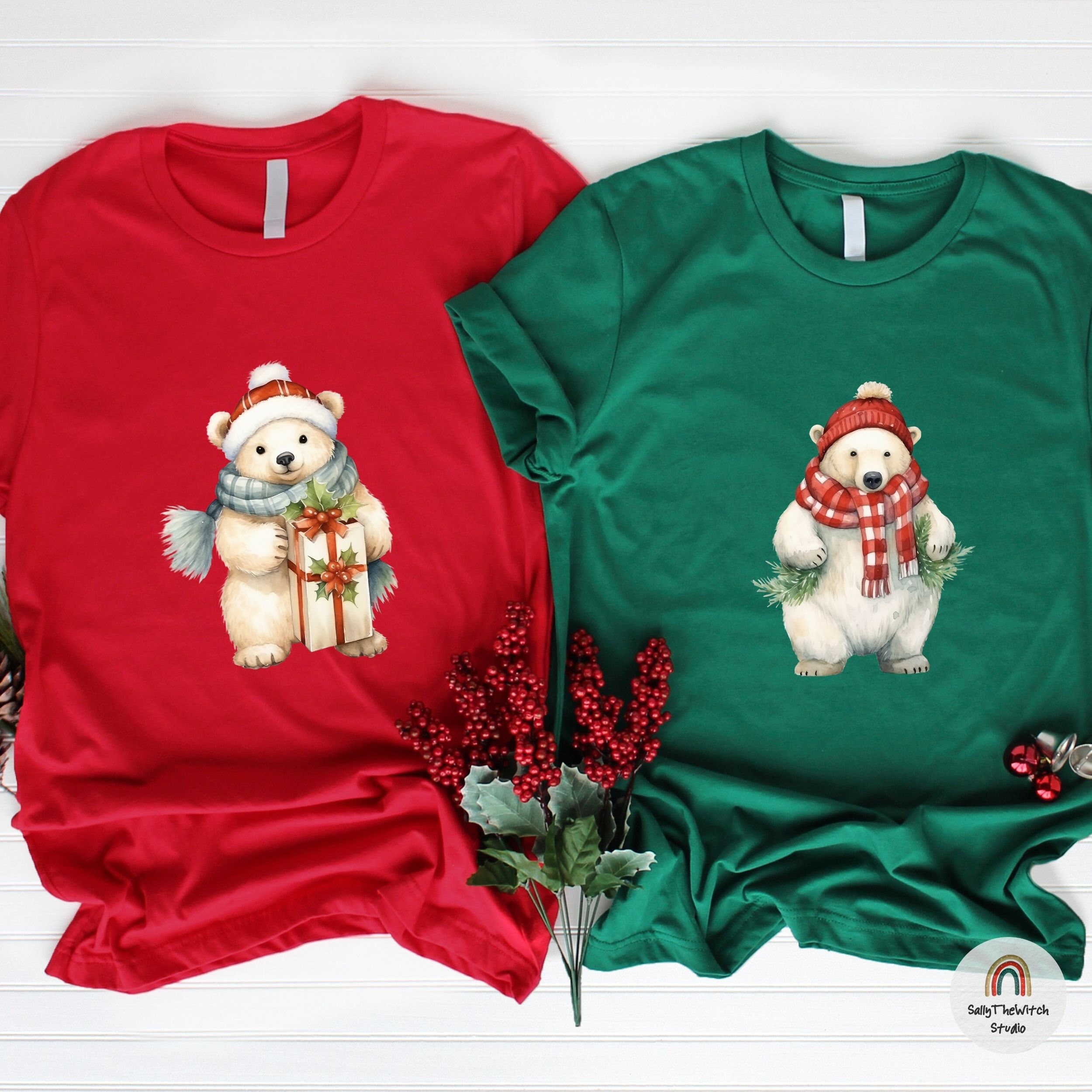 Watercolor Christmas Polar Bear Clipart, Christmas Polar Bear, Polar ...