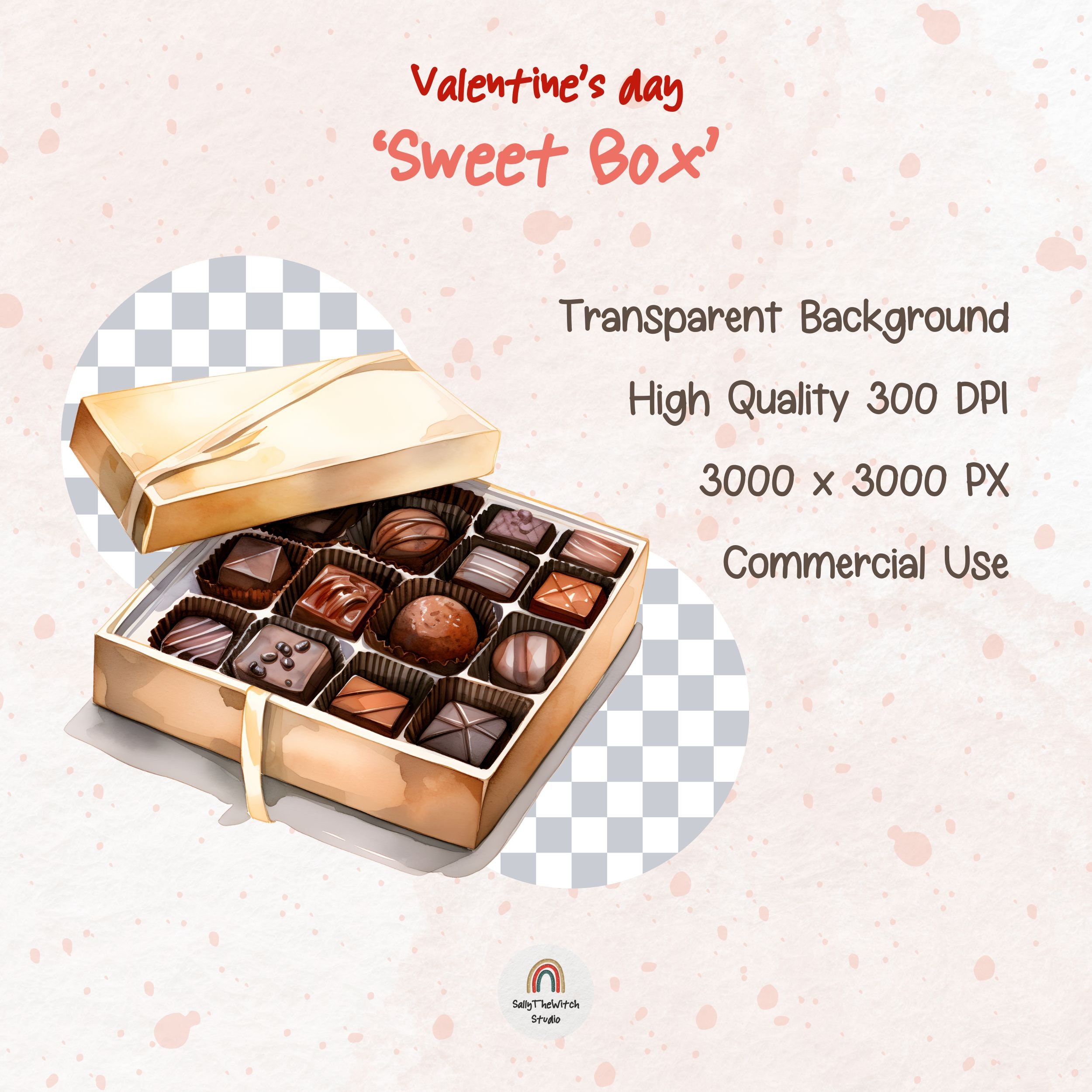 Watercolor Valentine Sweets Chocolate Clipart, Watercolor Valentine ...