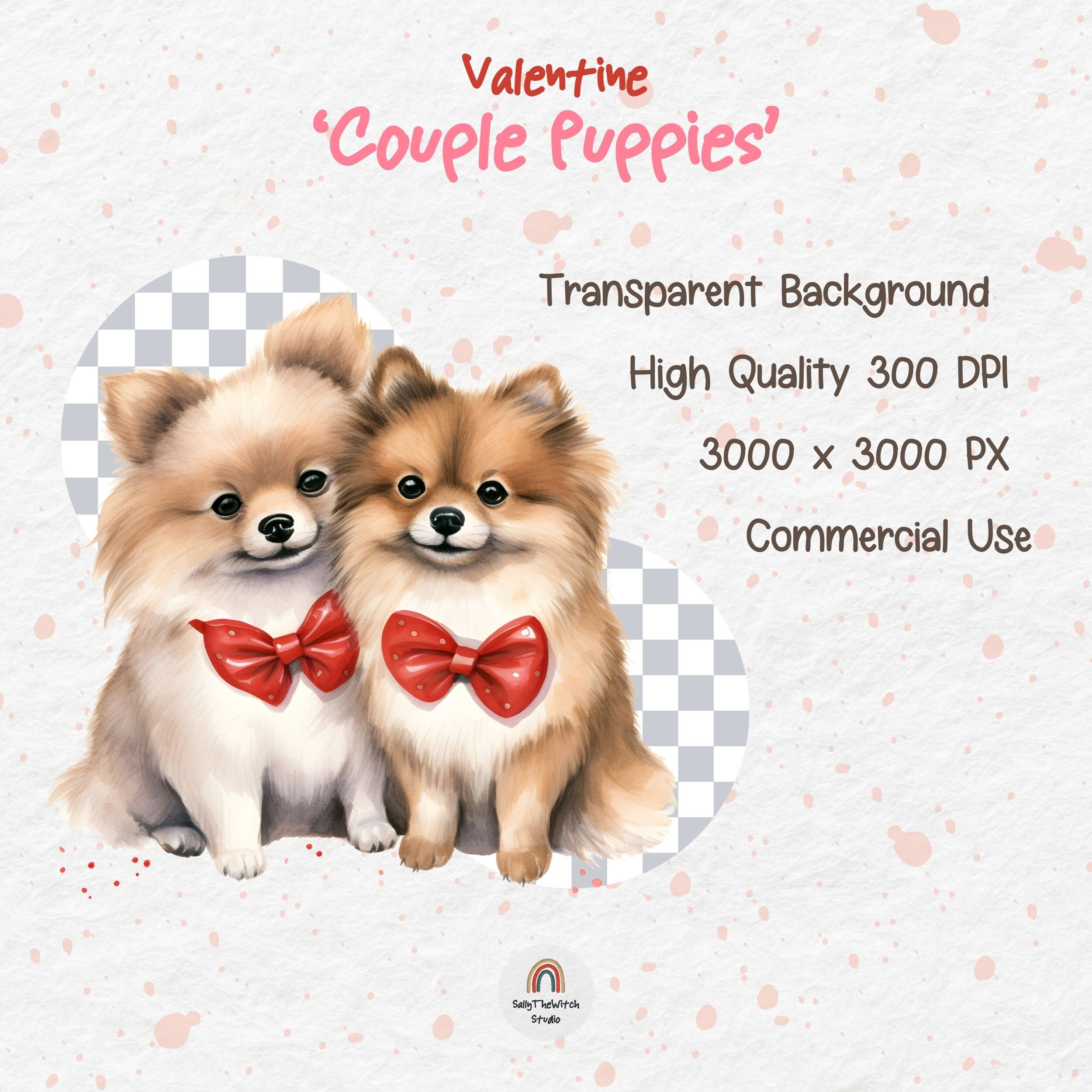 Watercolor Valentine Clipart, Valentine Puppy Clipart, Valentine Puppy ...