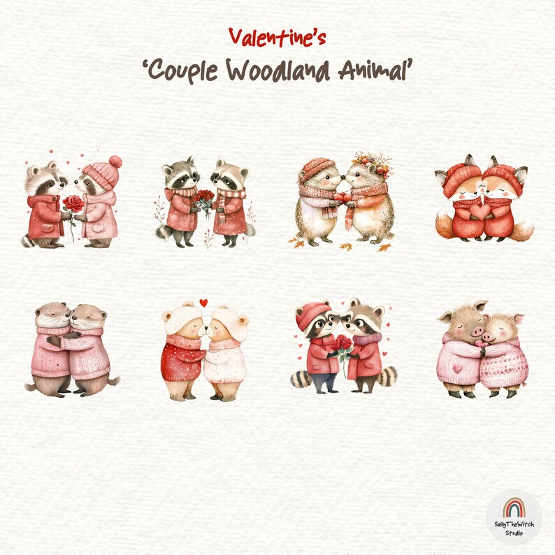 Watercolor Couple Woodland Animal Clipart, Woodland Animal PNG ...