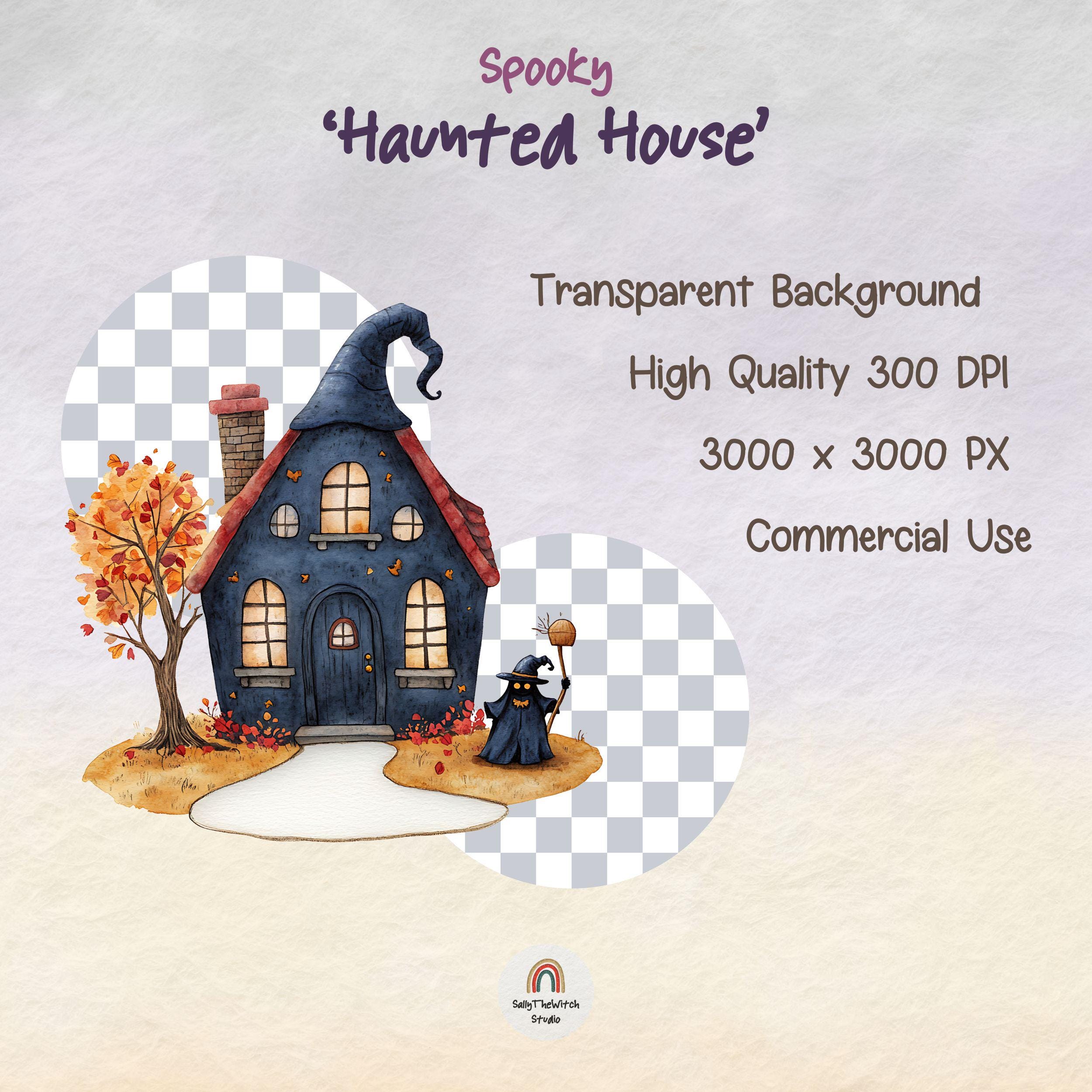 Watercolor Halloween Spooky Haunted House, Halloween Castle, Spooky ...