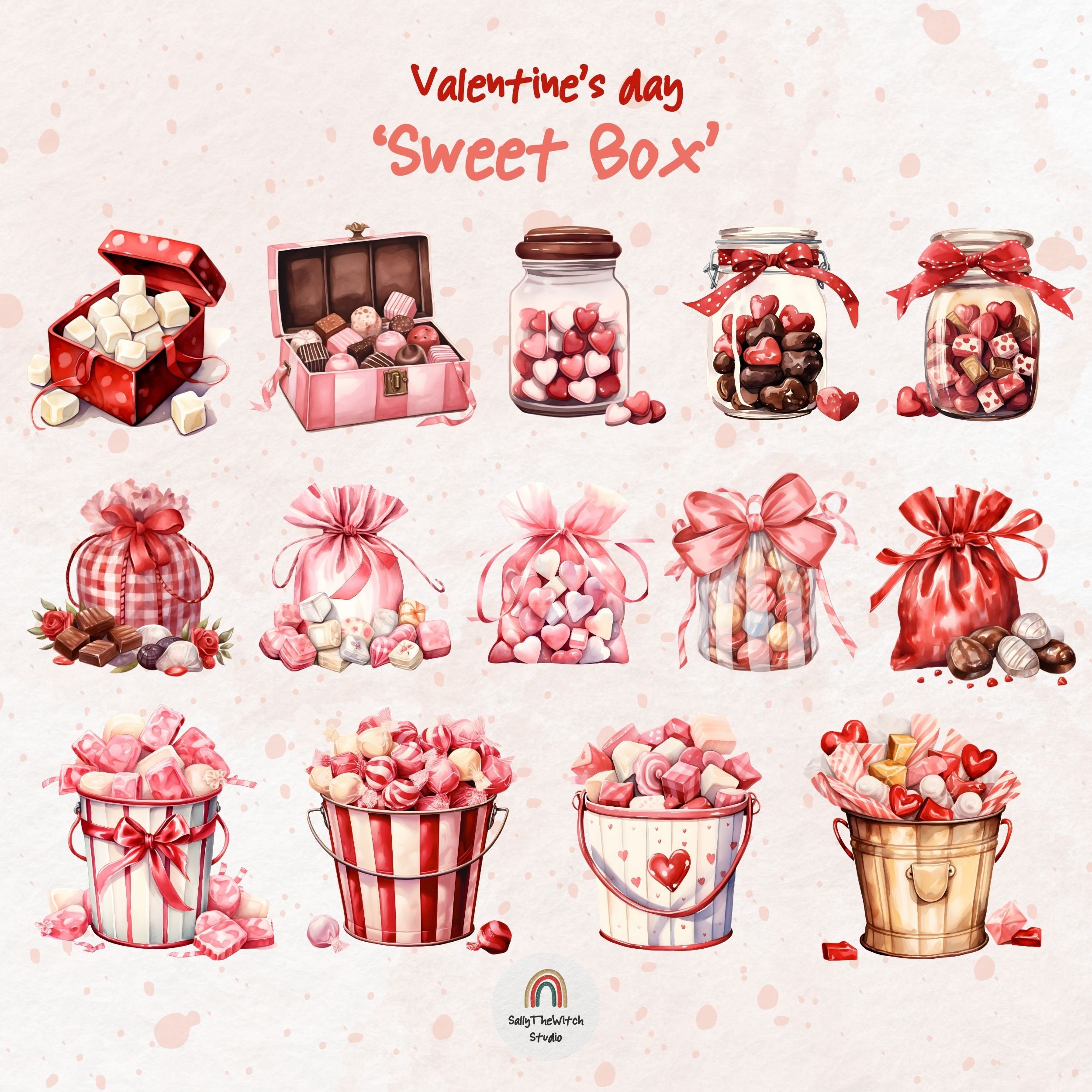 Watercolor Valentine Sweets Chocolate Clipart, Watercolor Valentine ...