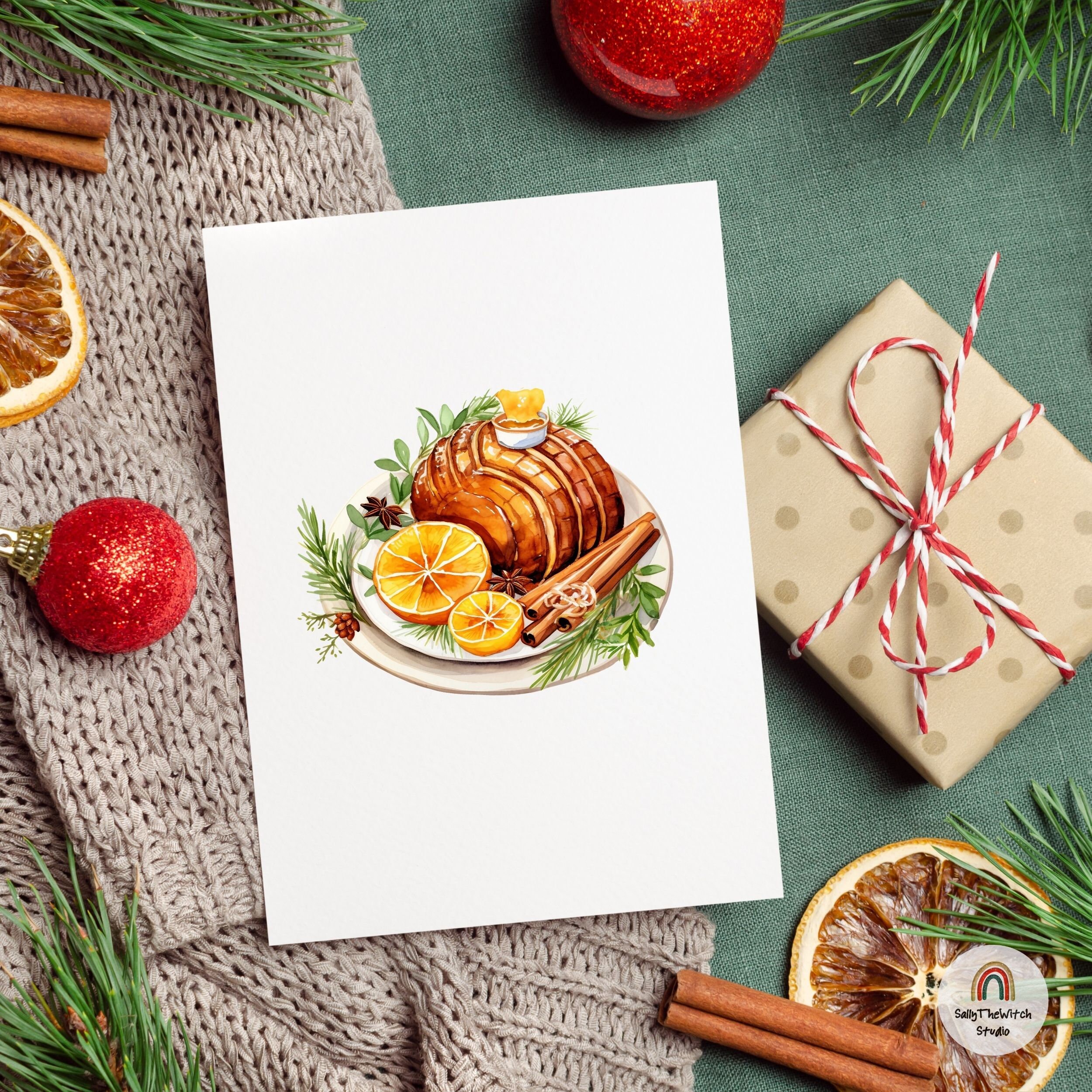 Watercolor Christmas Dinner Clipart, Christmas Dinner, Christmas Food ...
