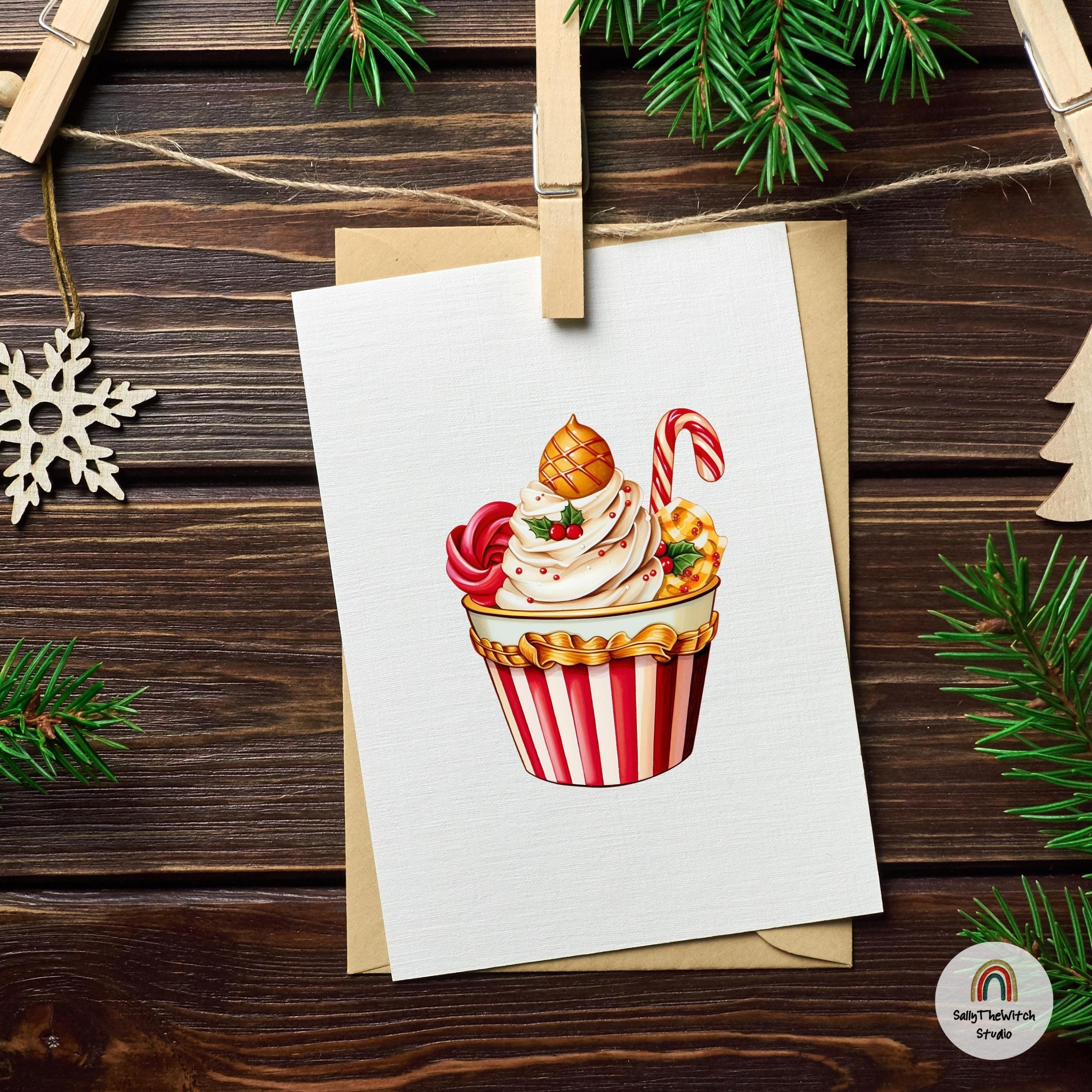 Watercolor Ice Cream Clipart, Christmas Ice Cream, Ice Cream, Christmas ...