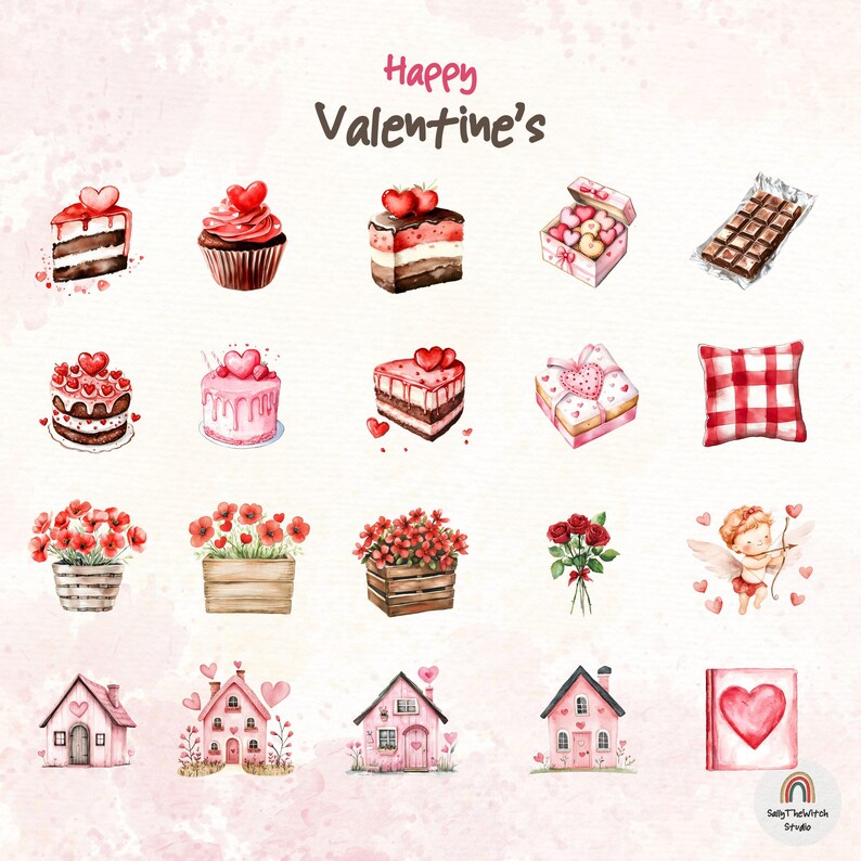 Watercolor Happy Valentine Day Clipart, Valentine PNG Clipart ...