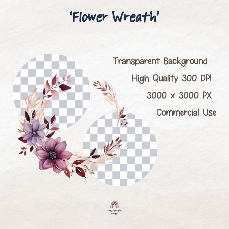 Watercolor Wild Flower Wreath Clipart, Wildflower Clipart, Wedding Day ...