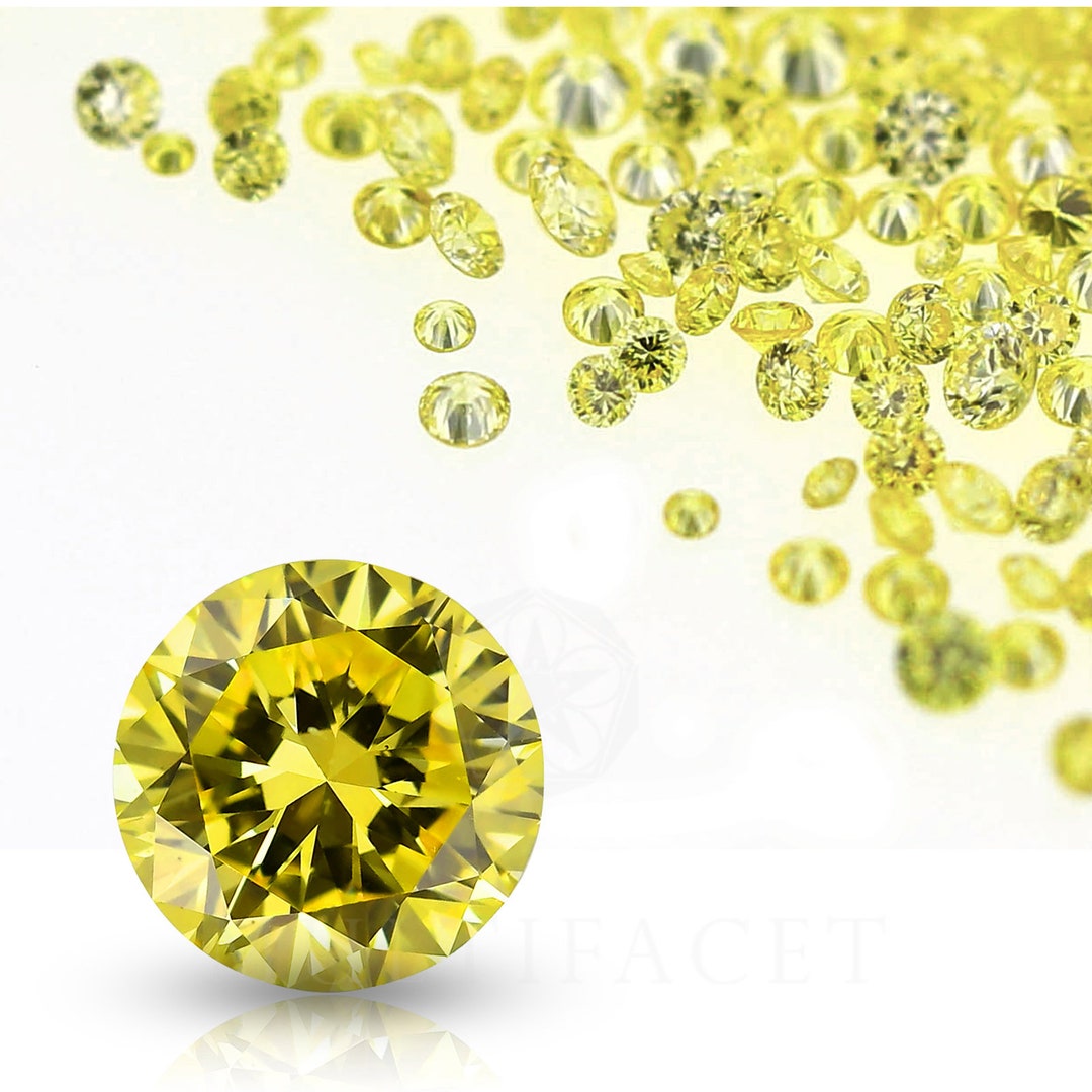 Natural Fancy Vivid Yellow Diamond, Round Brilliant Cut, VS-VVS Clarity ...