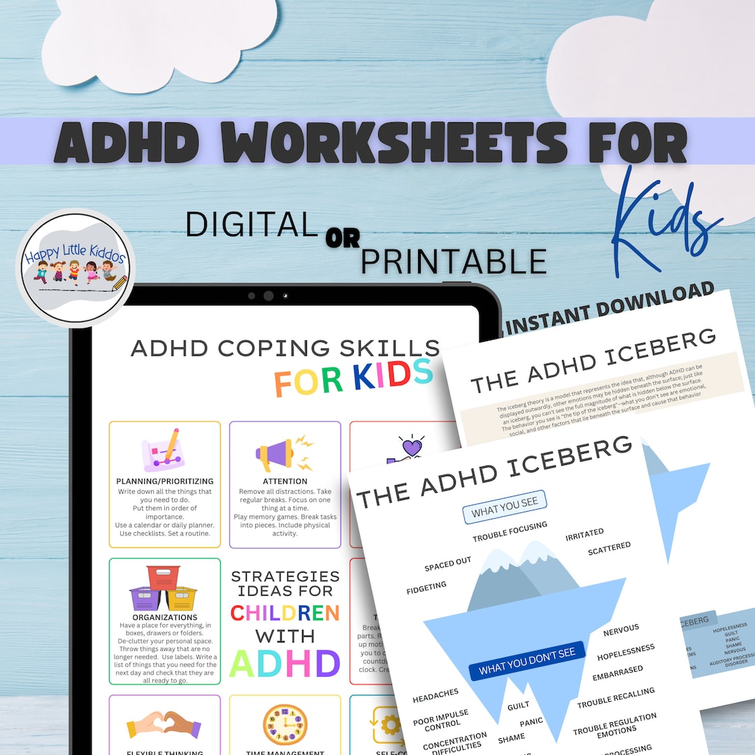 ADHD Iceberg Anxiety Worksheets Kids Mental Health Adhd - Etsy
