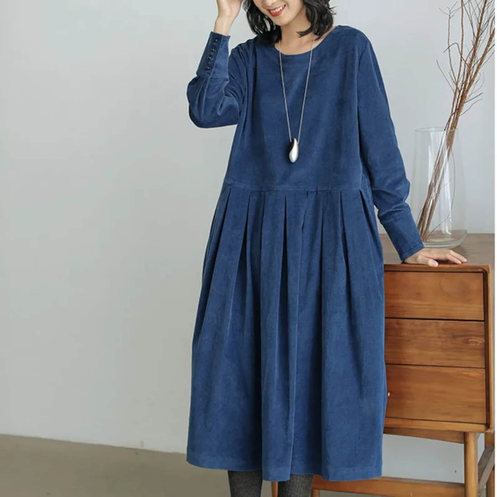 Retro Winter Fall Corduroy Dress, Women Loose Corduroy Vest Dress ...
