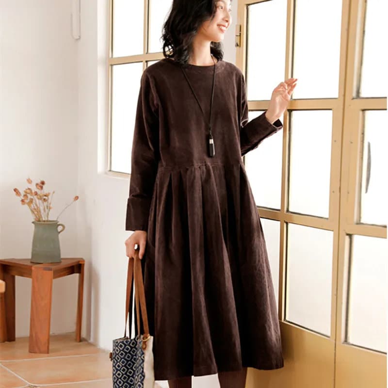 Retro Winter Fall Corduroy Dress, Women Loose Corduroy Vest Dress ...