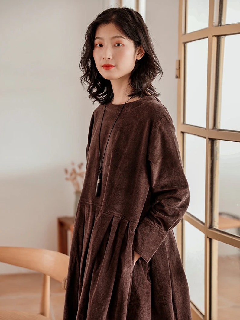 Retro Winter Fall Corduroy Dress, Women Loose Corduroy Vest Dress ...